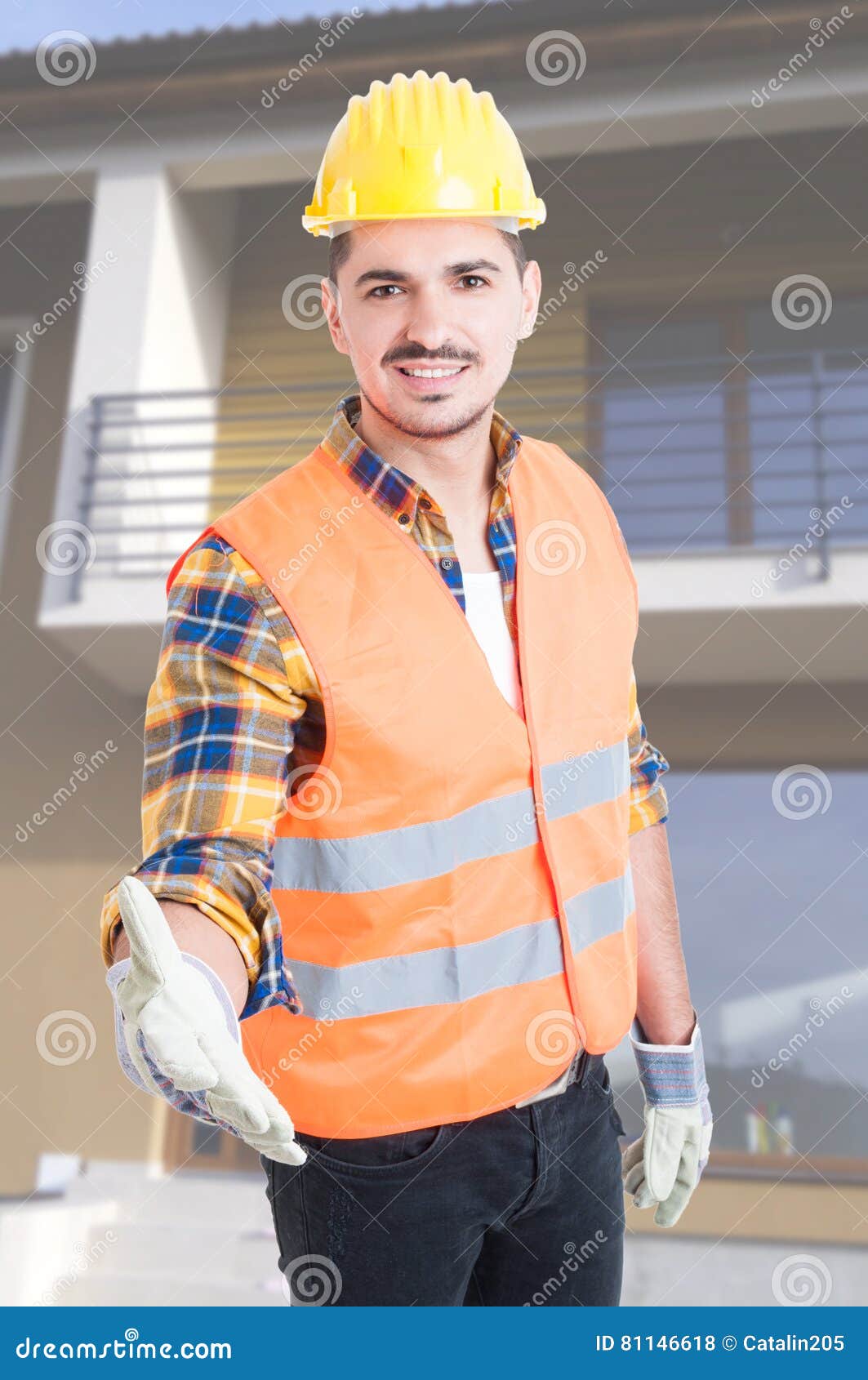 Friendly Engineer or Architect Doing Handshake Gesture Stock Photo ...