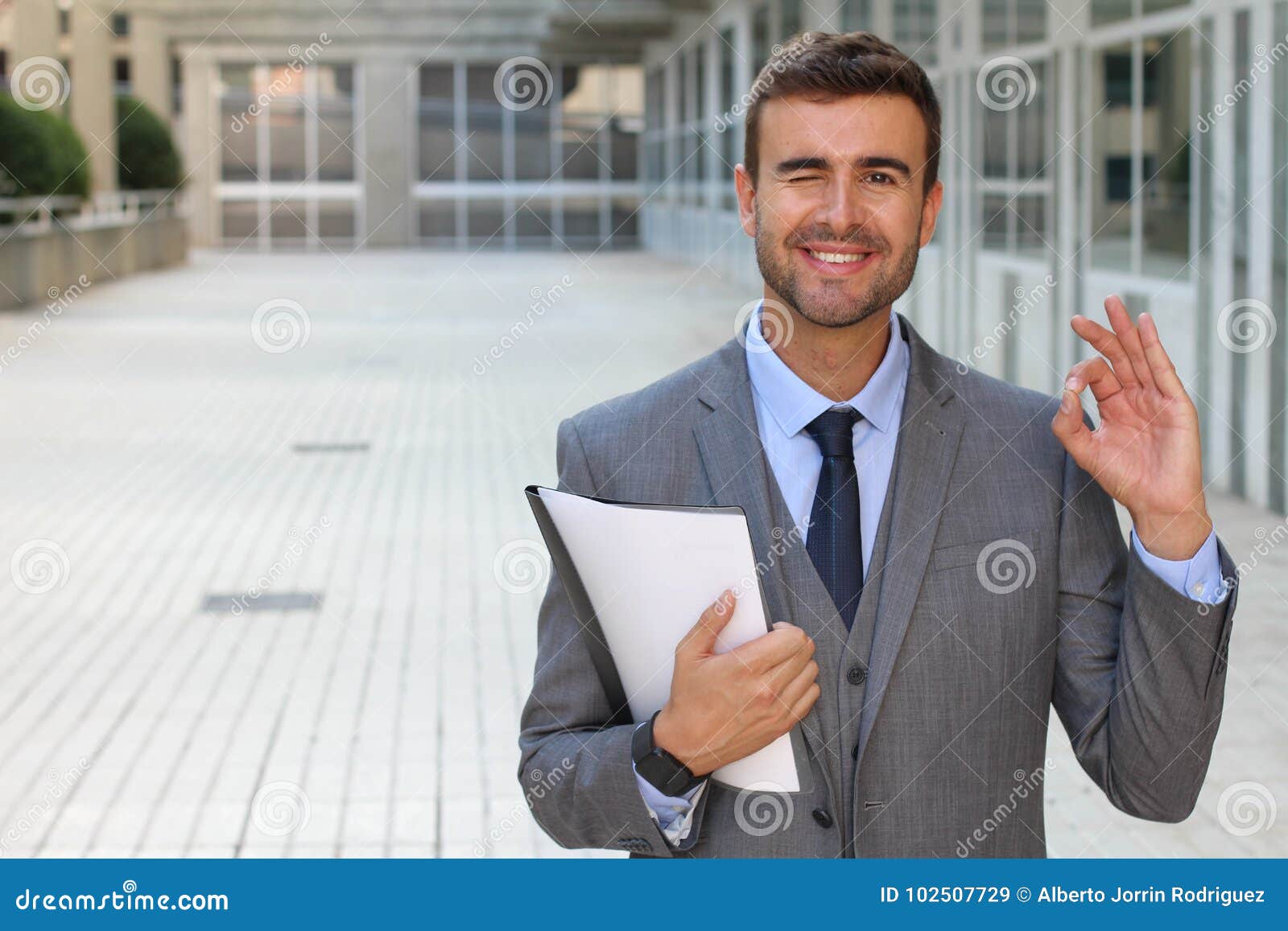 Friendly Entrepreneur Giving a Positive Sign Stock Image - Image of ...