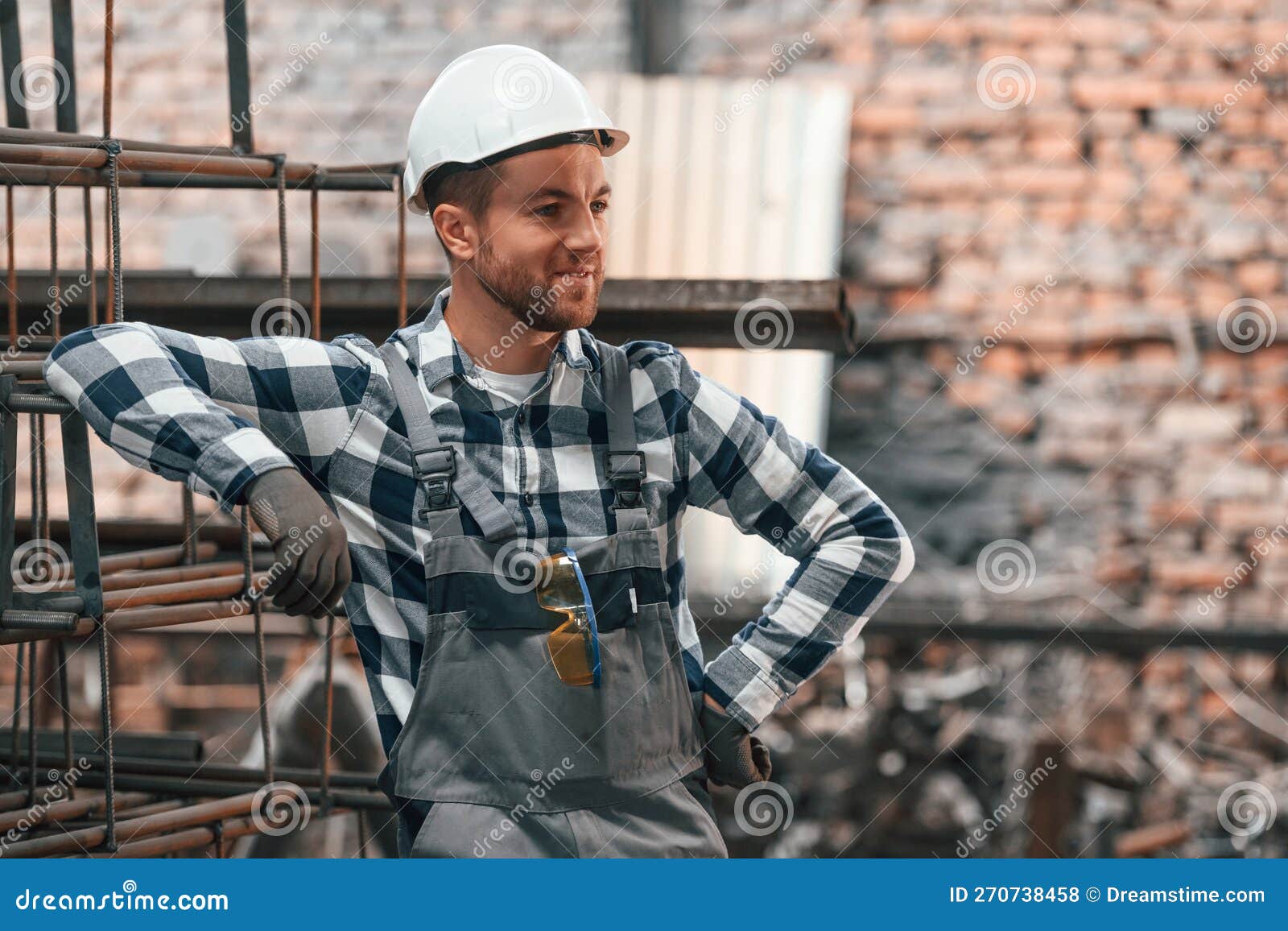 Friendly Factory Male Worker in Uniform is Indoors Stock Photo - Image ...