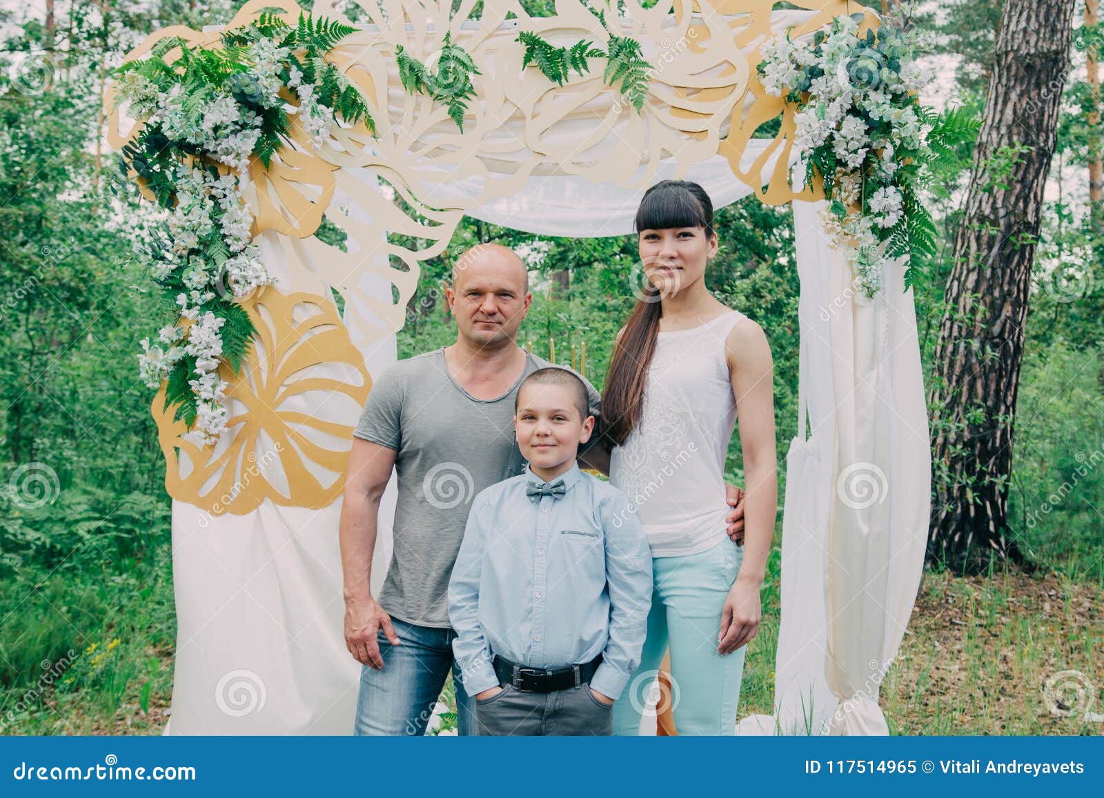 Friendly Family of Three People in Nature . Stock Image - Image of love ...