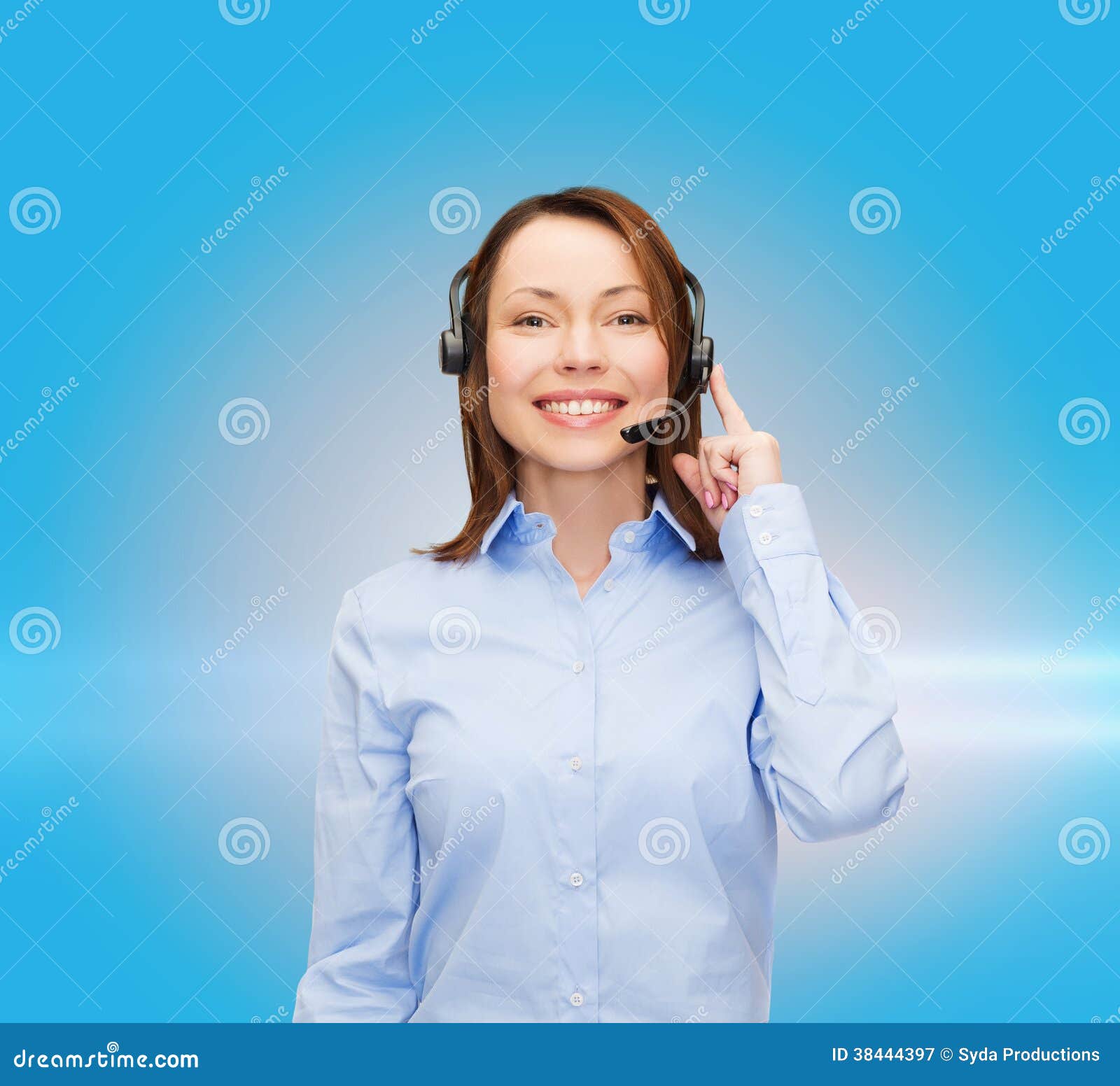 Friendly Female Helpline Operator Stock Image - Image of confident ...