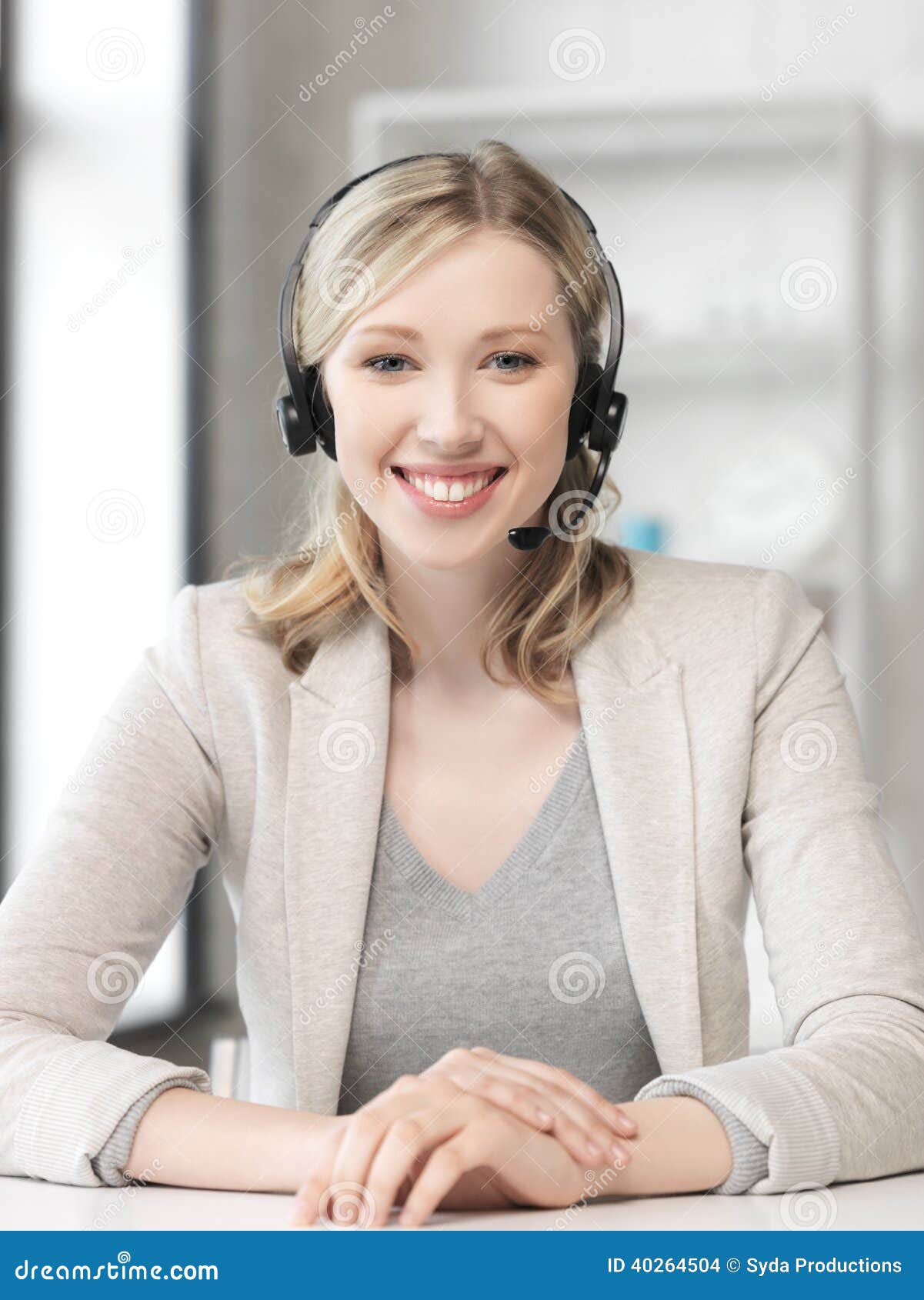 Friendly Female Helpline Operator Stock Photo - Image of helpdesk ...