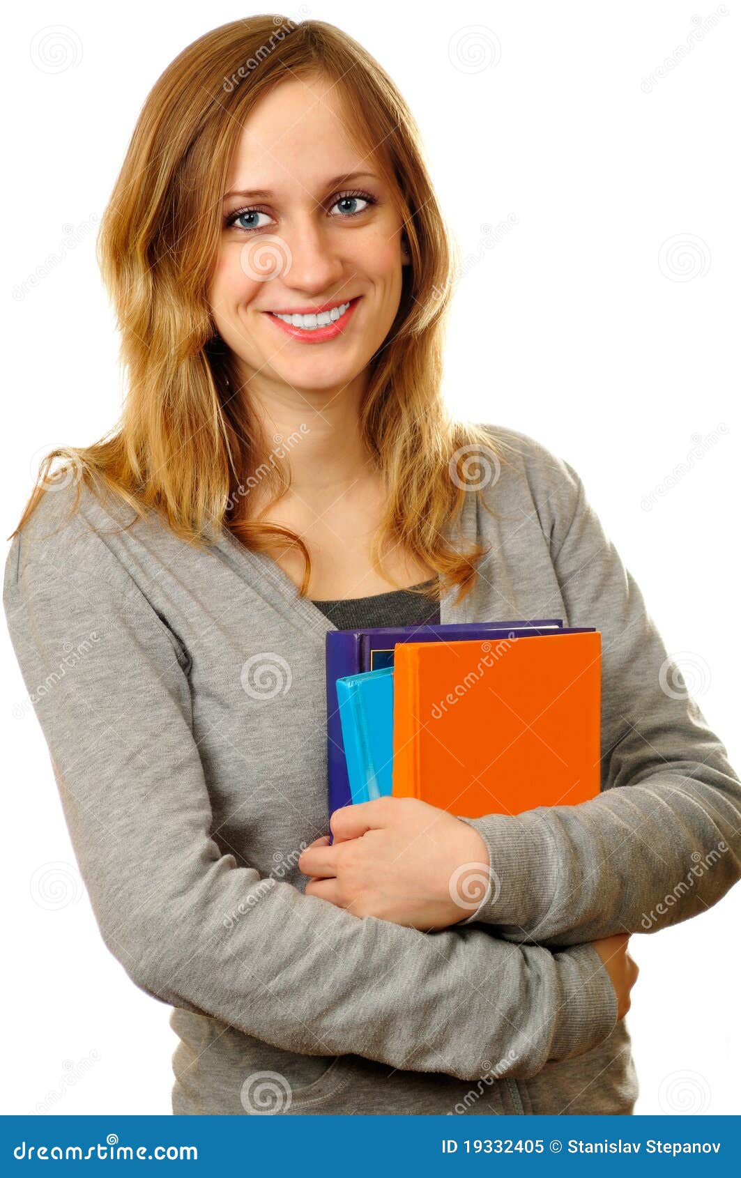 Friendly Female Student with Books Stock Image - Image of looking ...
