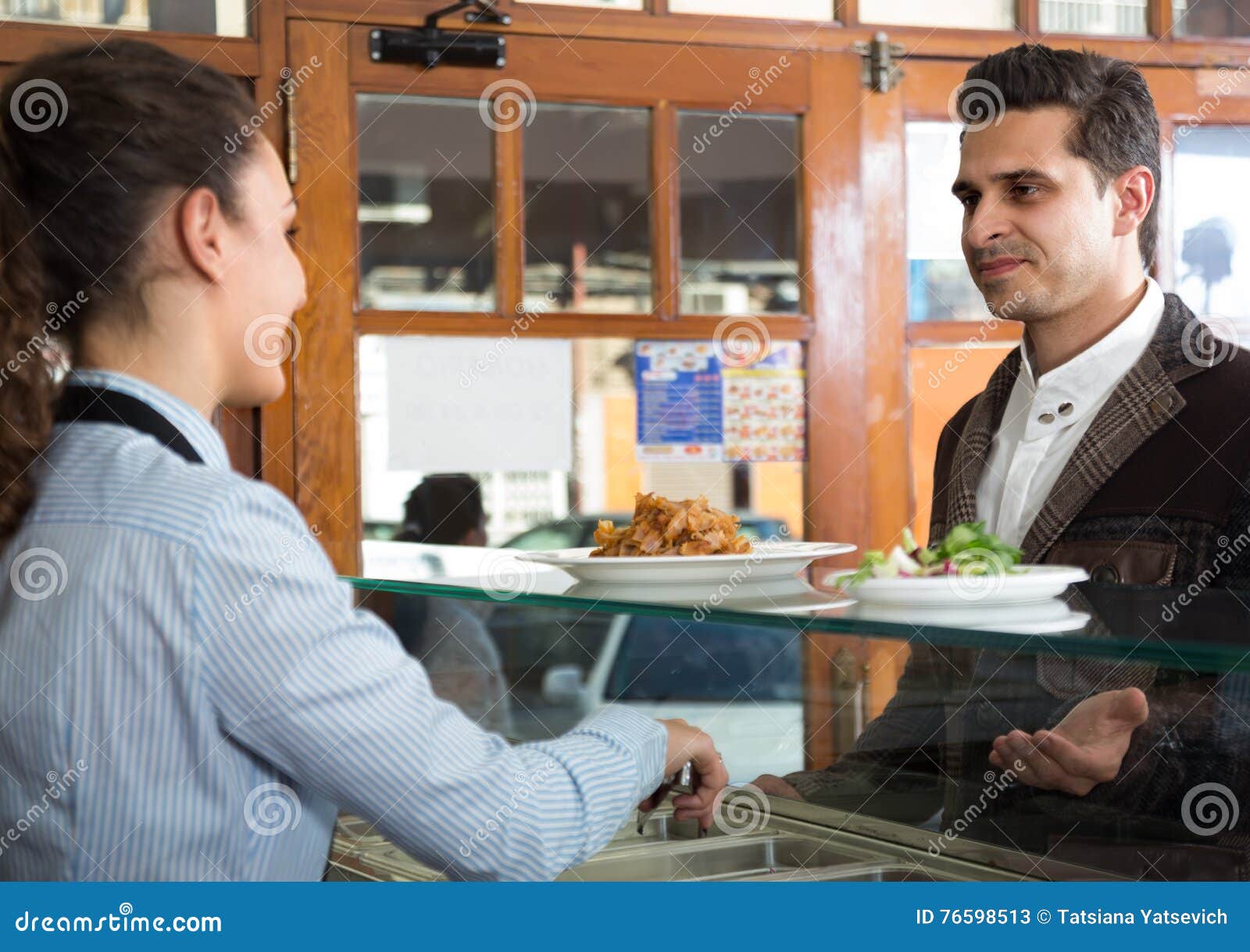 Friendly Female Worker Serving Customer with Smile Stock Image - Image ...