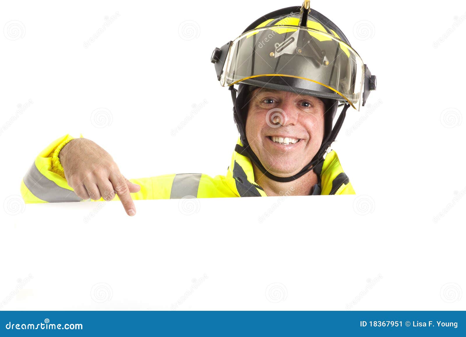 Friendly Fireman with Message Stock Image - Image of hero, macho: 18367951