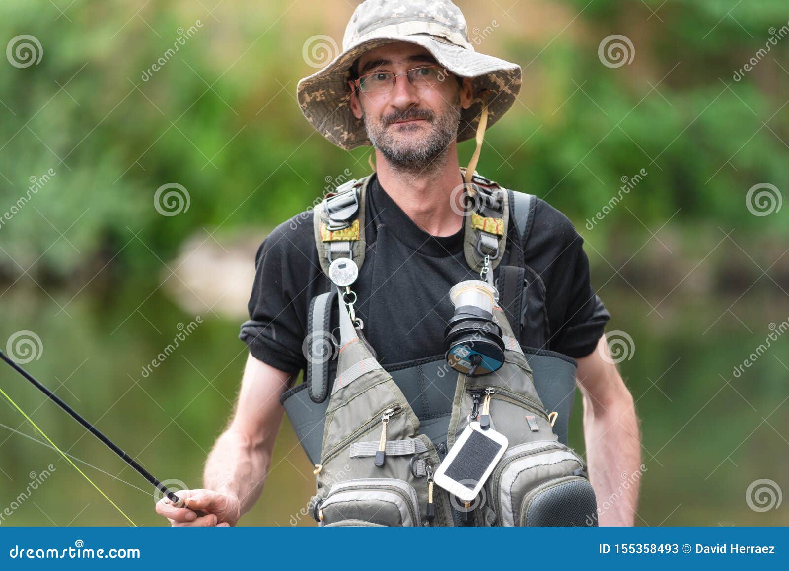 Friendly Fisherman Smiling, Posing and Looking at Camera. Stock Image ...