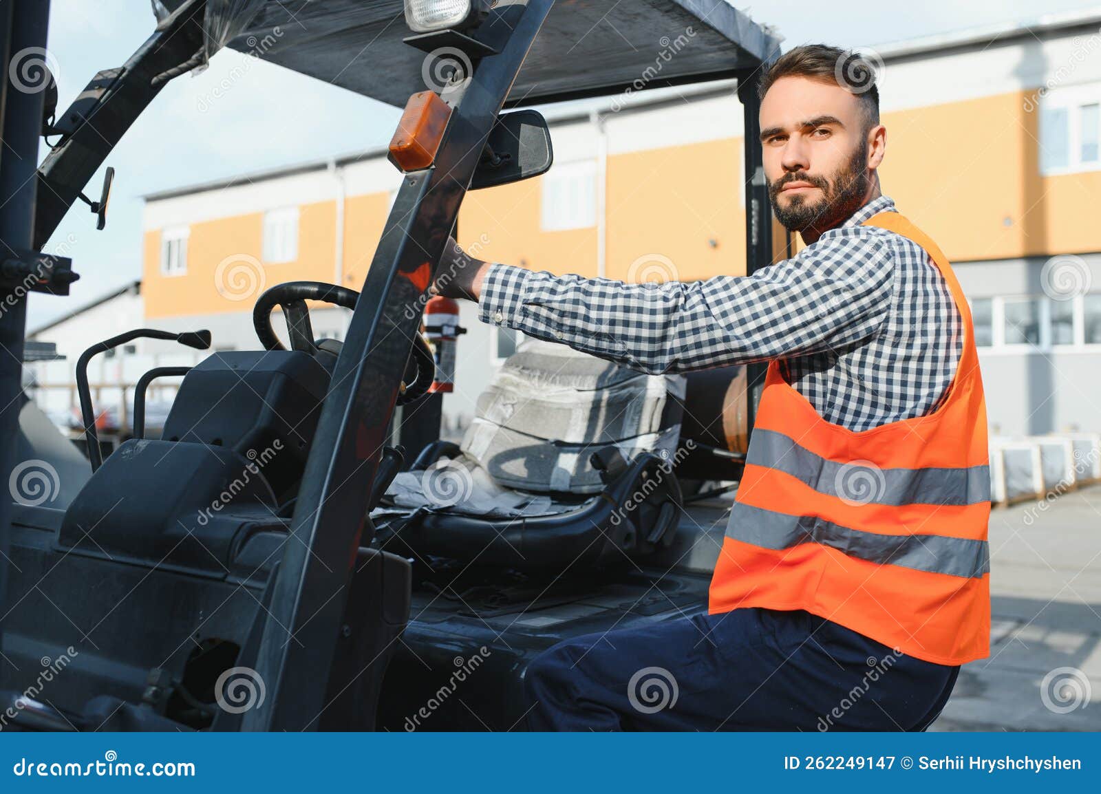 Friendly Forklift Driver at Work Stock Image - Image of trade, business ...