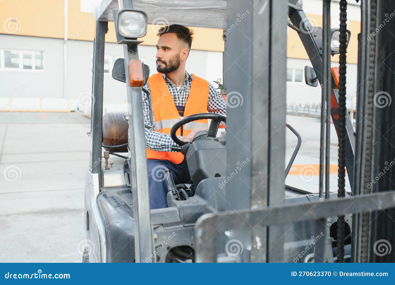Friendly Forklift Driver at Work Stock Photo - Image of manufacturing ...
