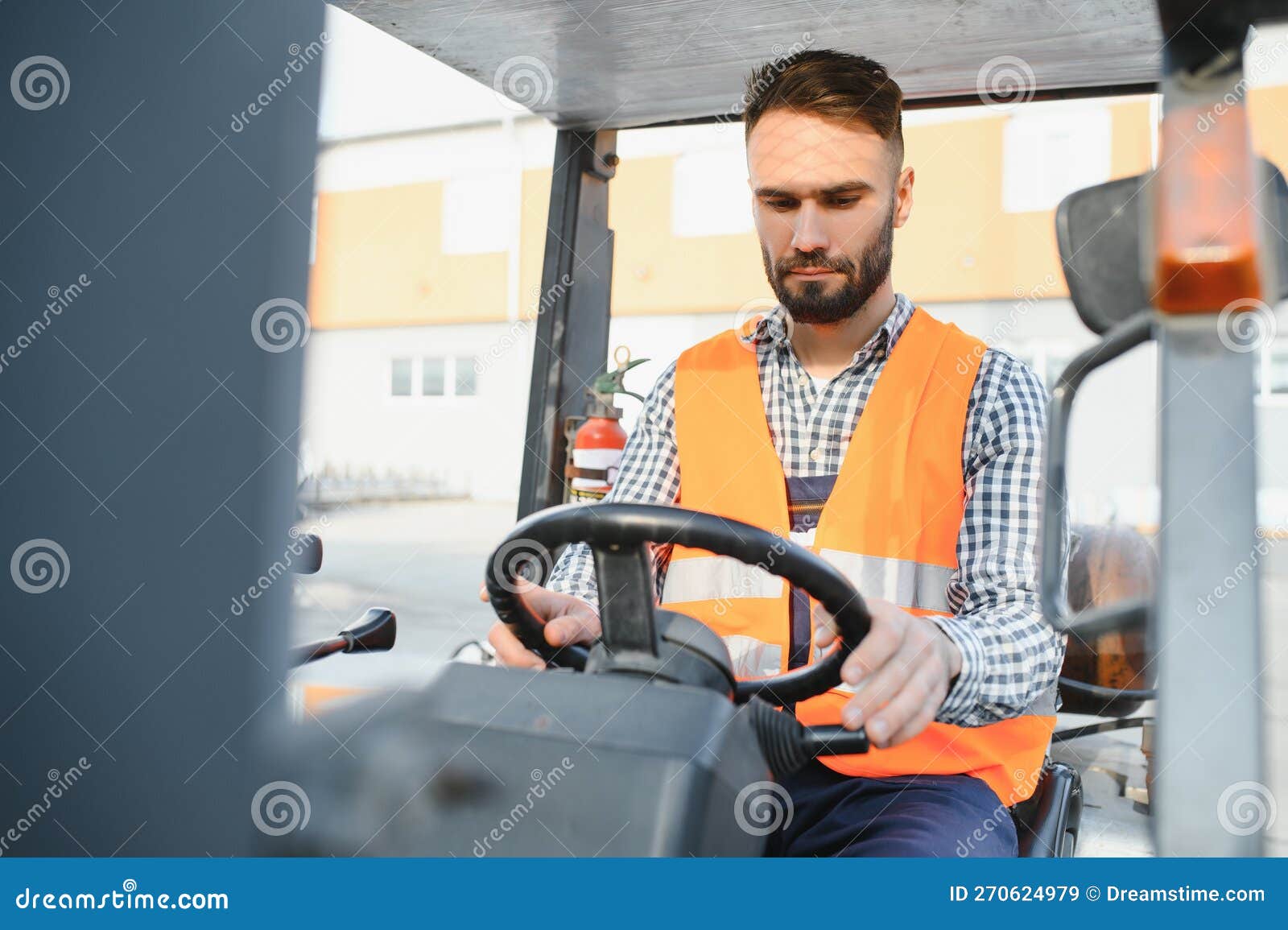 Friendly Forklift Driver at Work Stock Image - Image of transport ...