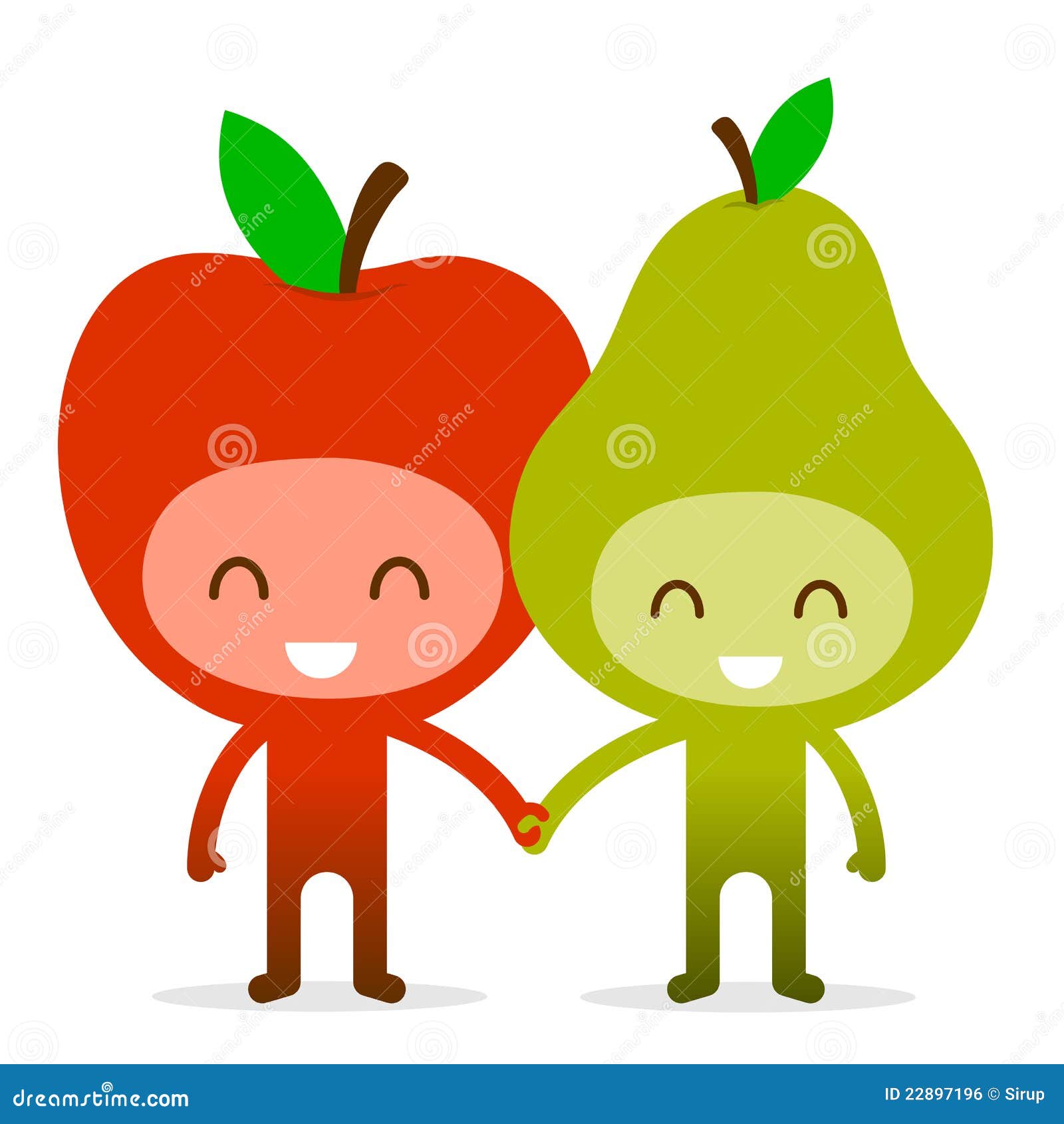 Friendly Fruit Couple Apple and Pear Stock Vector - Illustration of ...