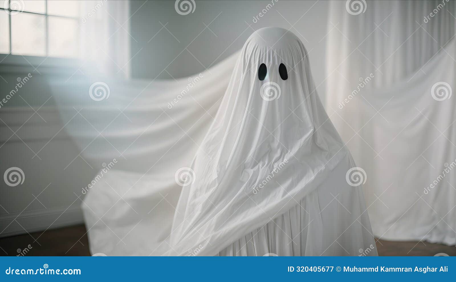 A Friendly Ghost with a White Sheet Stock Illustration - Illustration ...