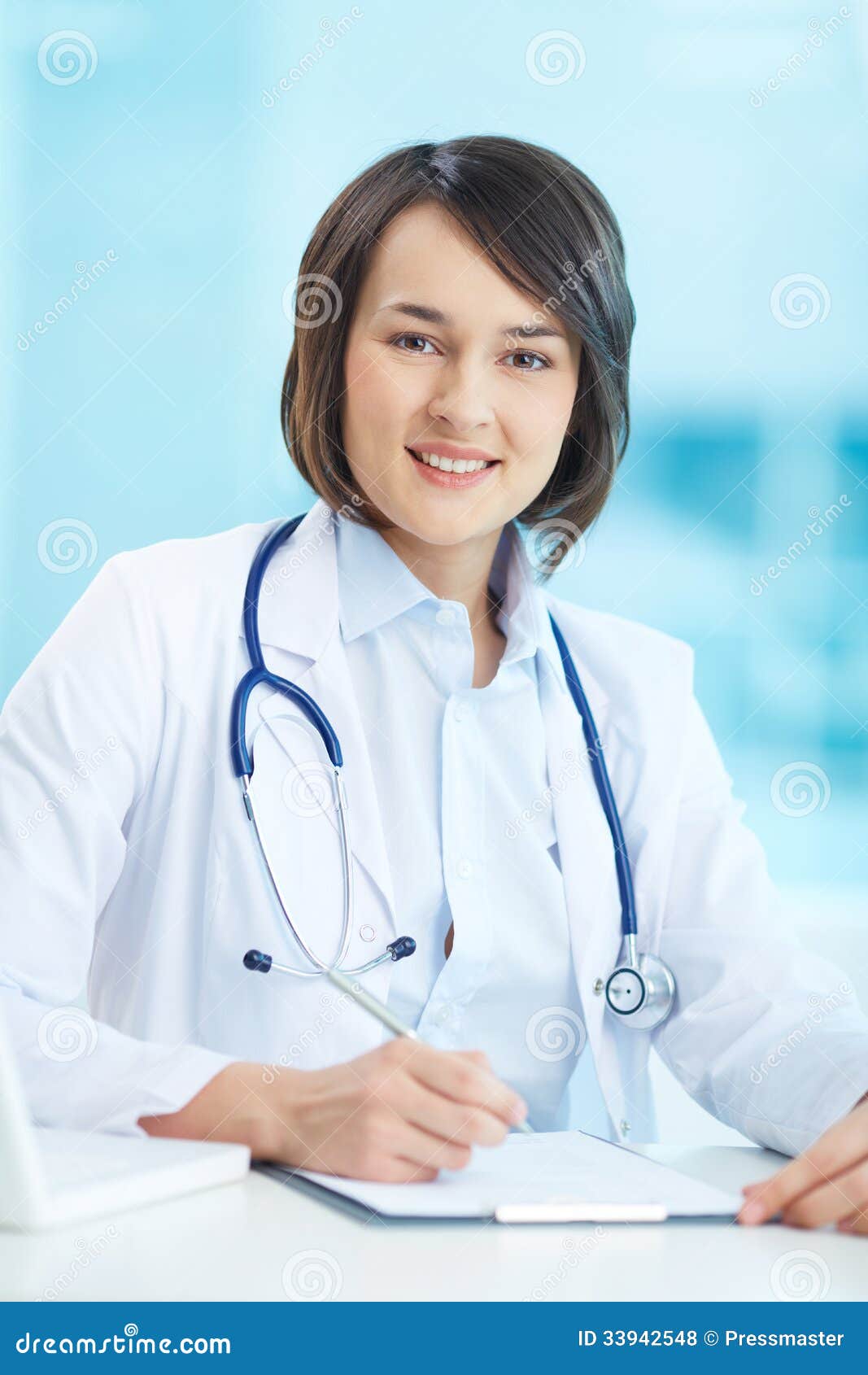 Friendly gp stock photo. Image of paperwork, attractive - 33942548