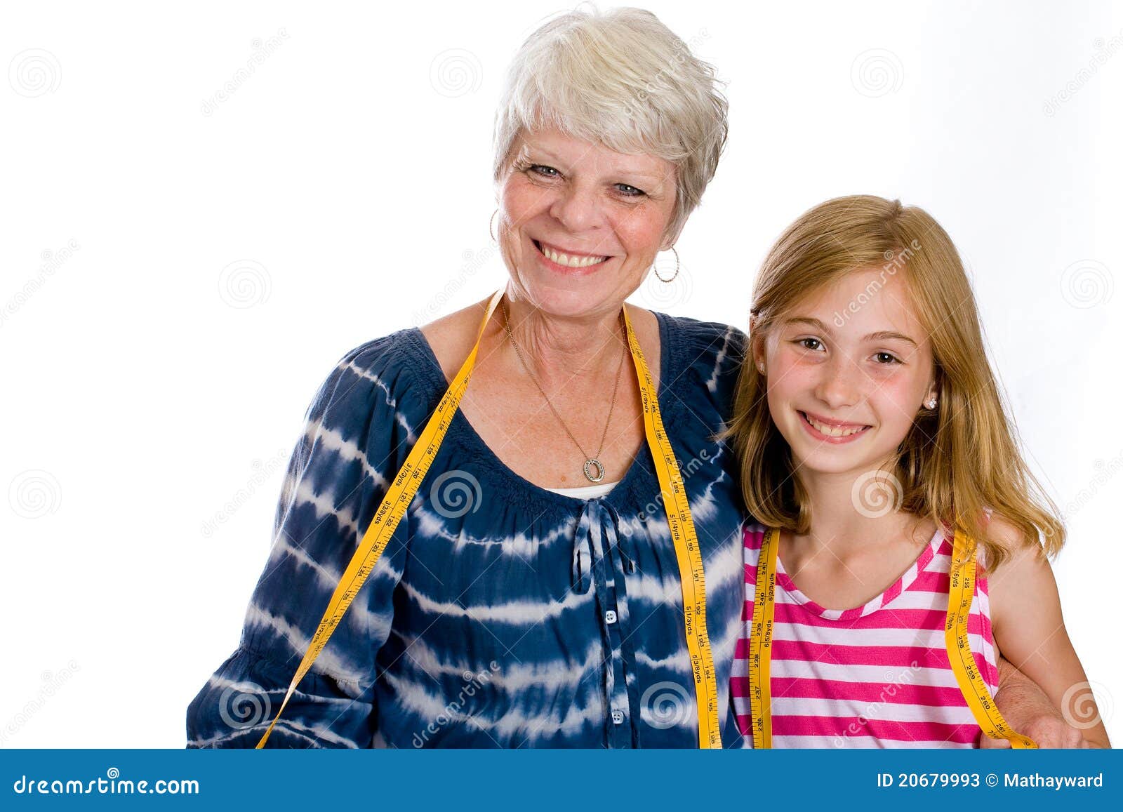 Friendly Grandma and Child with Measuring Tape Stock Image - Image of ...