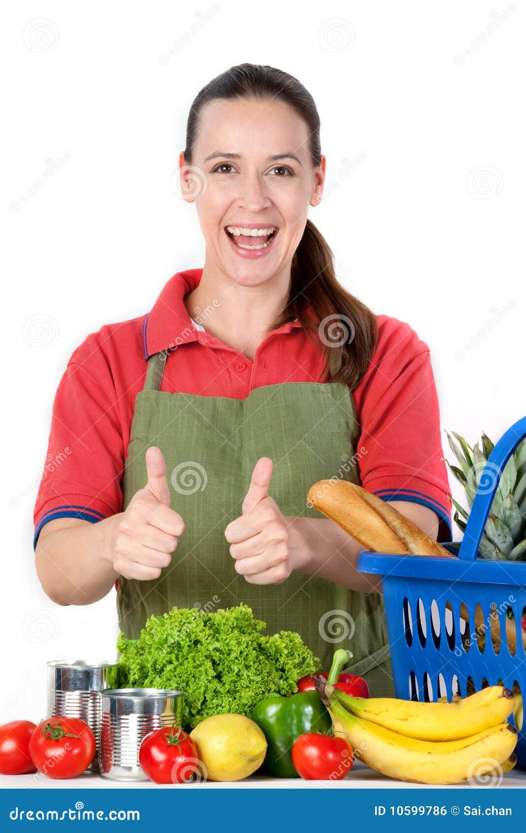 Friendly Grocery Store Assistant Stock Photo - Image of employee, full ...