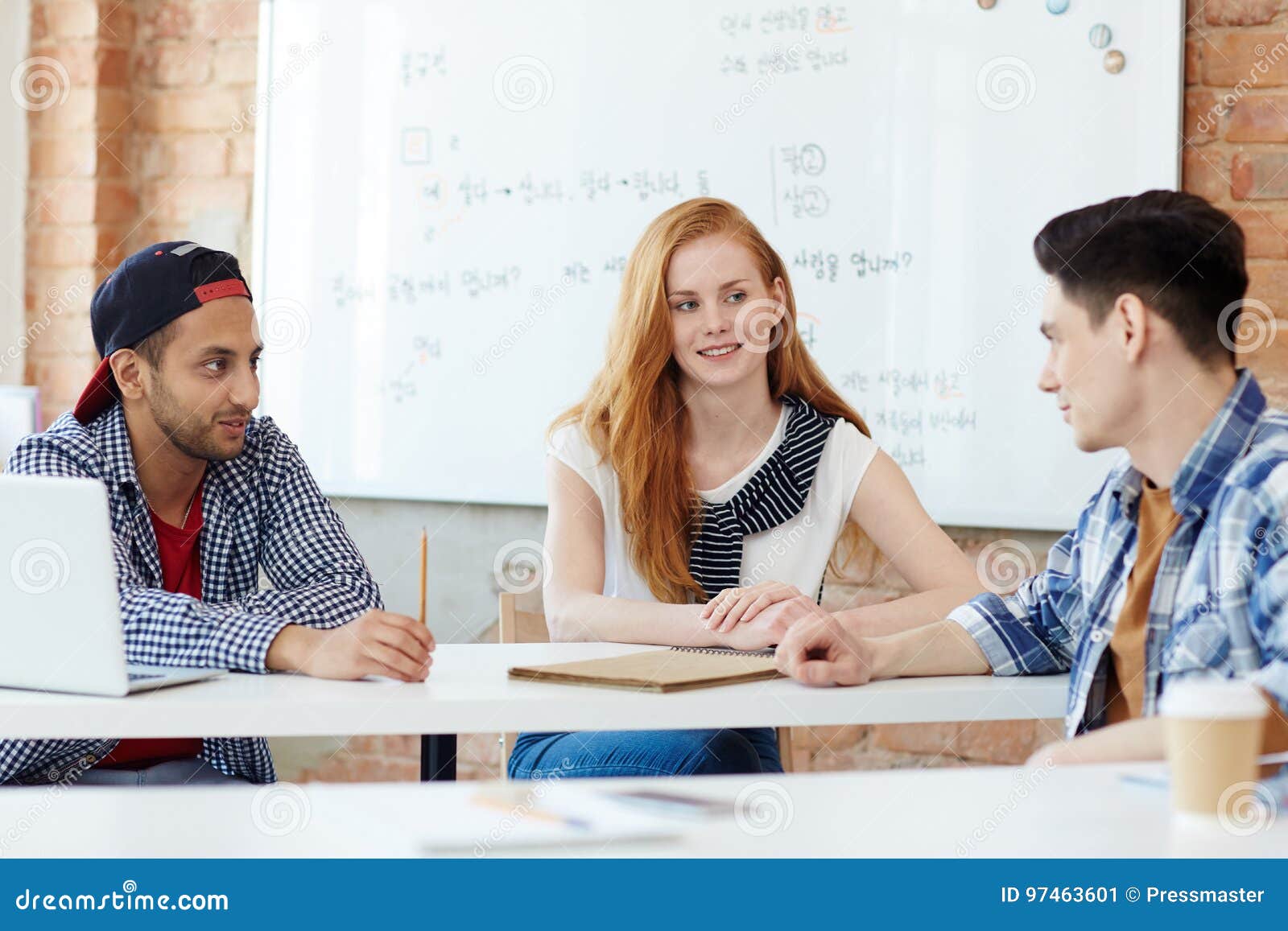 Friendly groupmates stock image. Image of teamwork, person - 97463601
