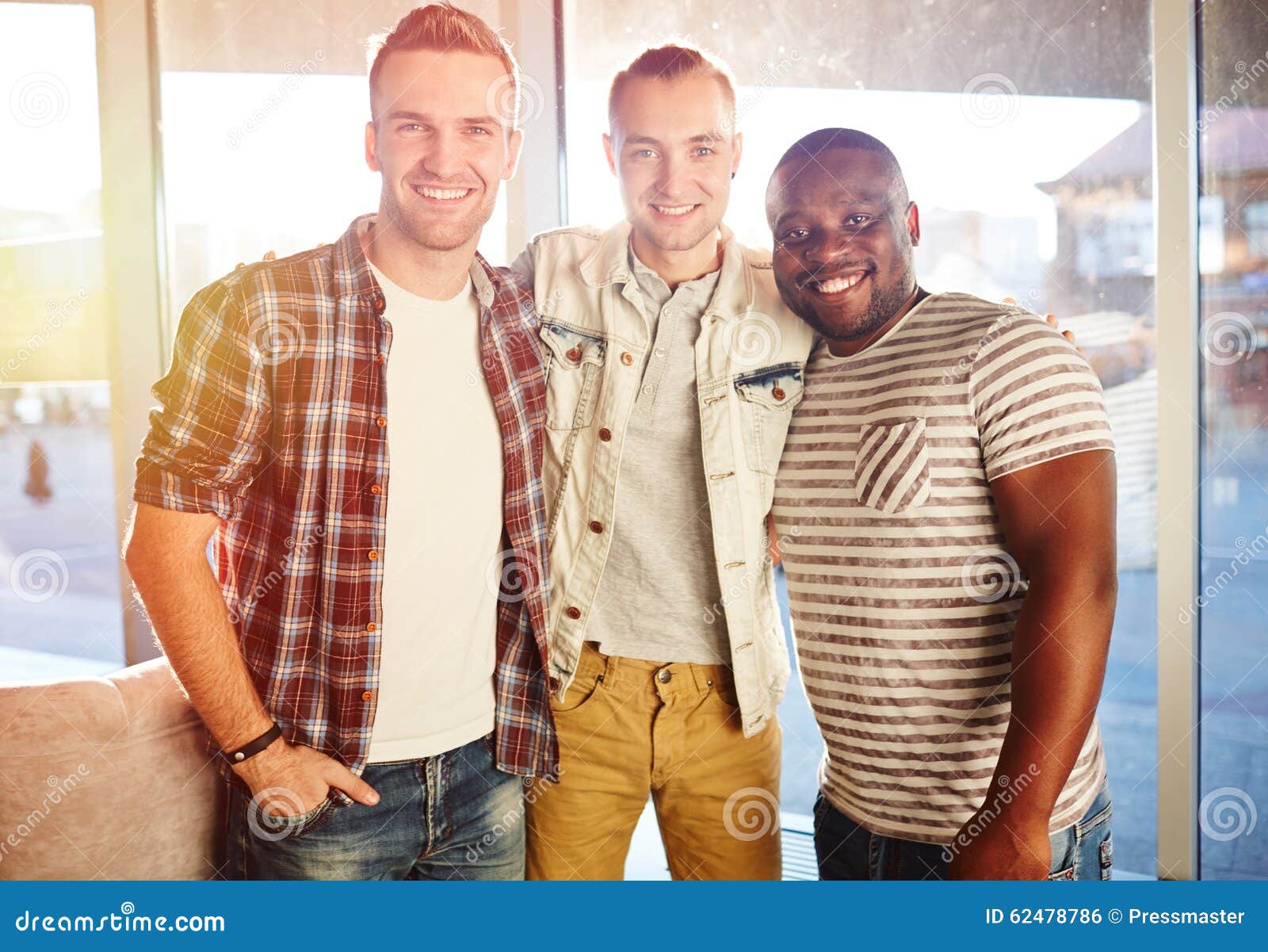 Friendly guys stock photo. Image of intercultural, toothy - 62478786