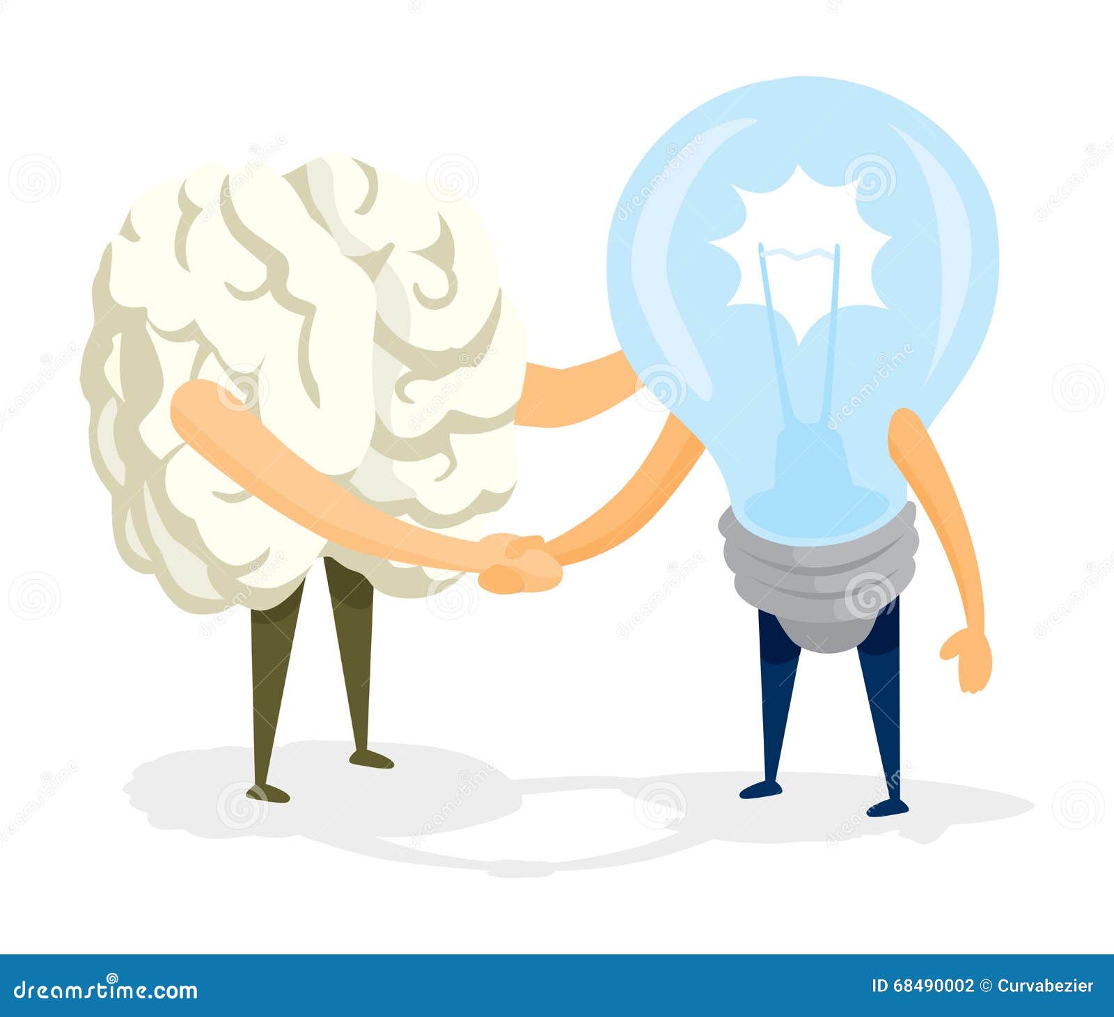 Friendly Handshake between Brain and Idea Light Bulb Stock Vector ... Friendly Handshake between Brain and Idea Light Bulb Stock Vector ...