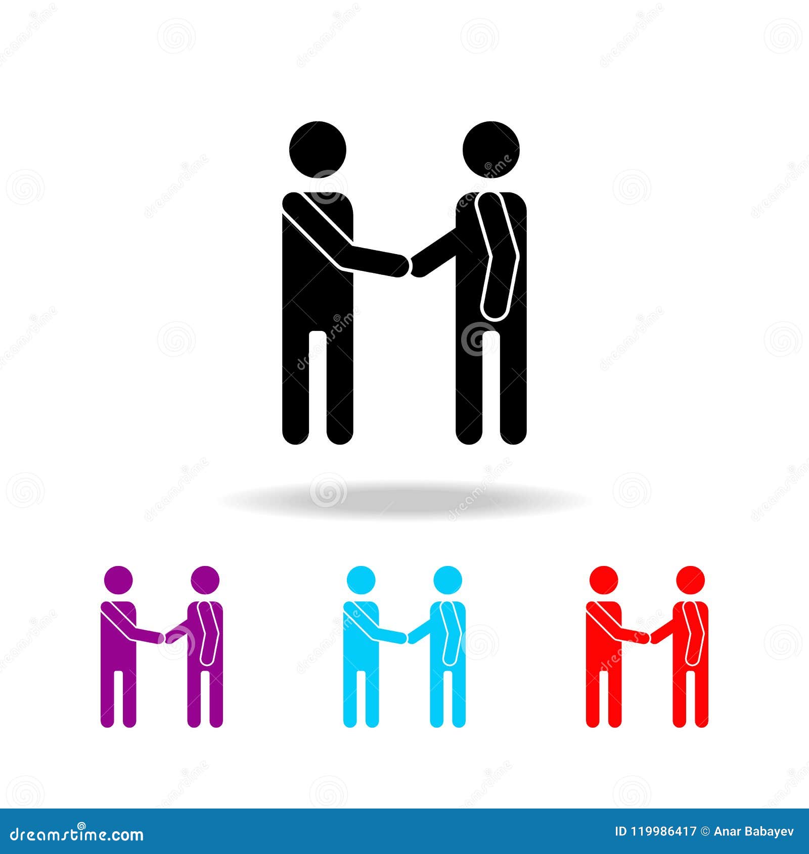 Friendly Handshake Of Two Silhouette Icon. Elements Of People In ...