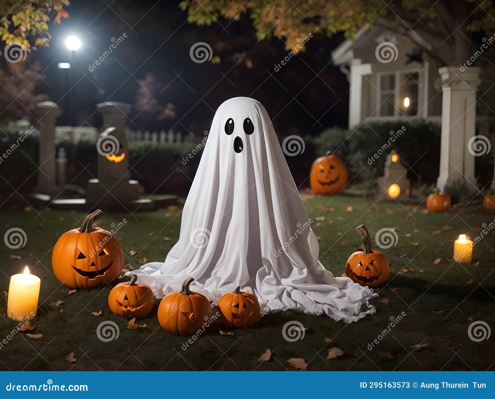 A Happy and Friendly Ghost at Halloween Stock Image - Image of funny ...