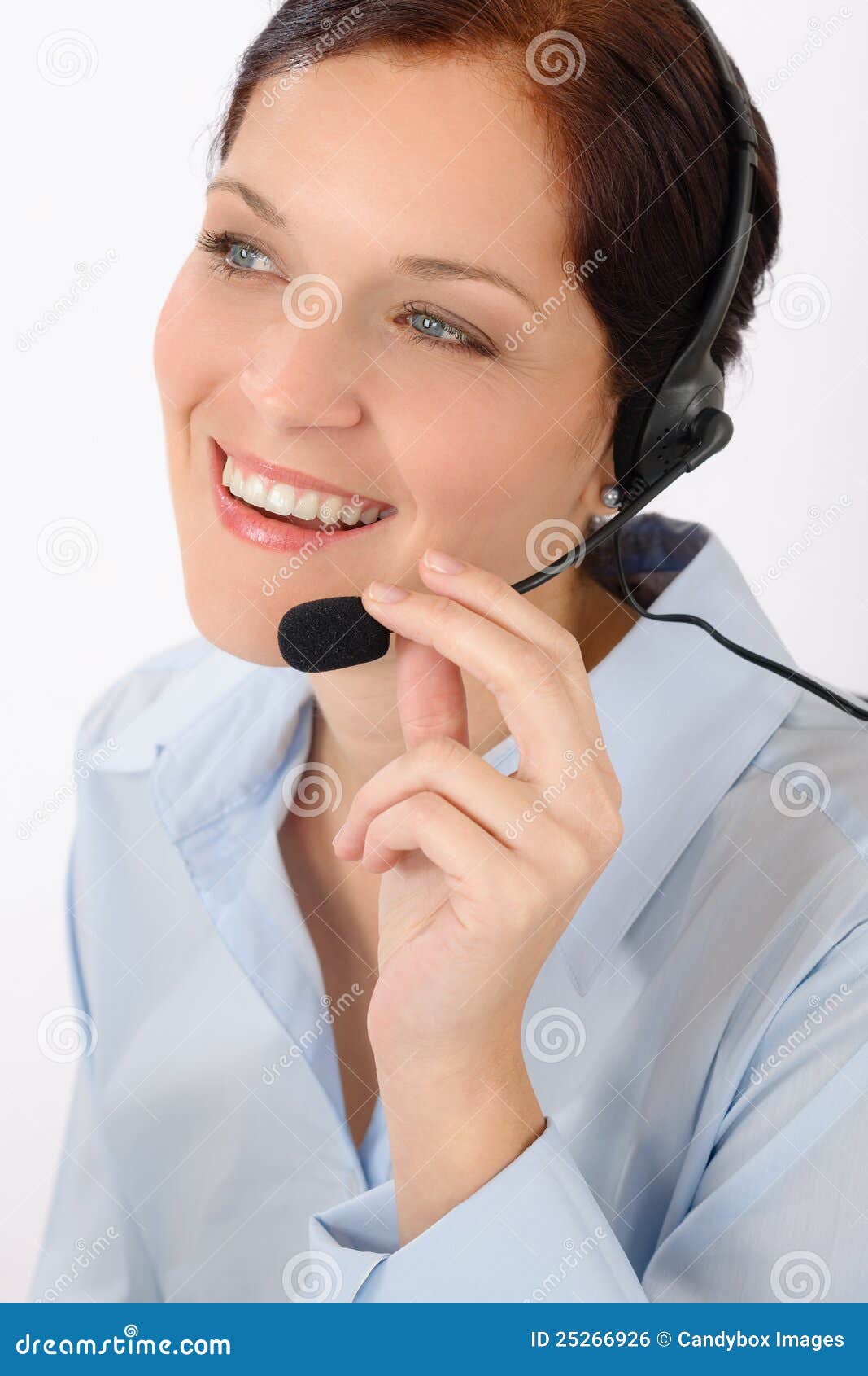Friendly Help Desk Woman Smiling Stock Photo - Image of happy, portrait ...
