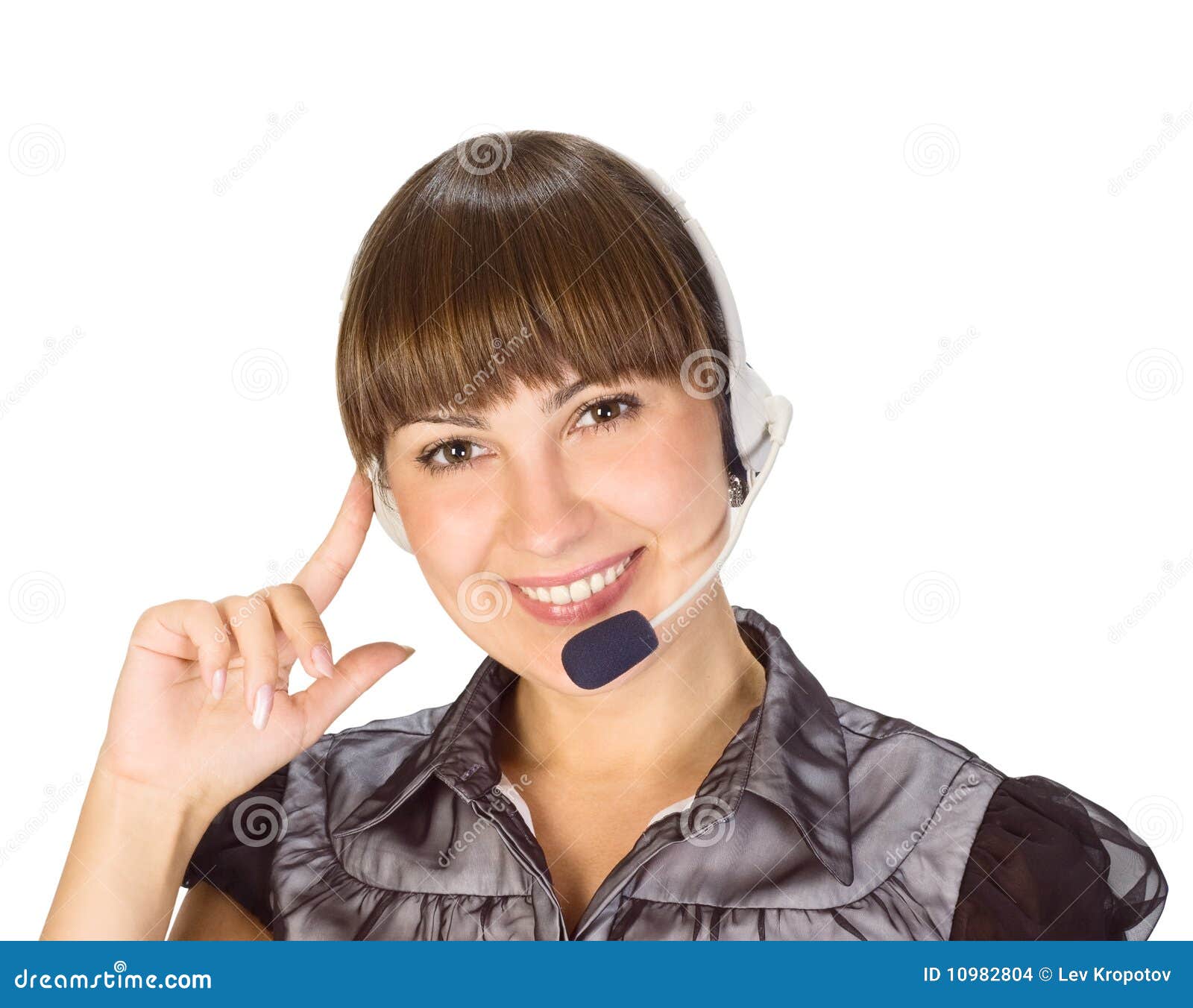 Friendly helpdesk girl stock photo. Image of communication - 10982804