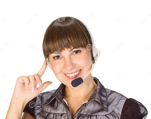 Friendly helpdesk girl stock photo. Image of communication - 10982804