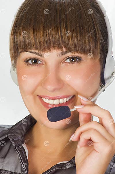 Friendly helpdesk girl stock image. Image of line, office - 10982827