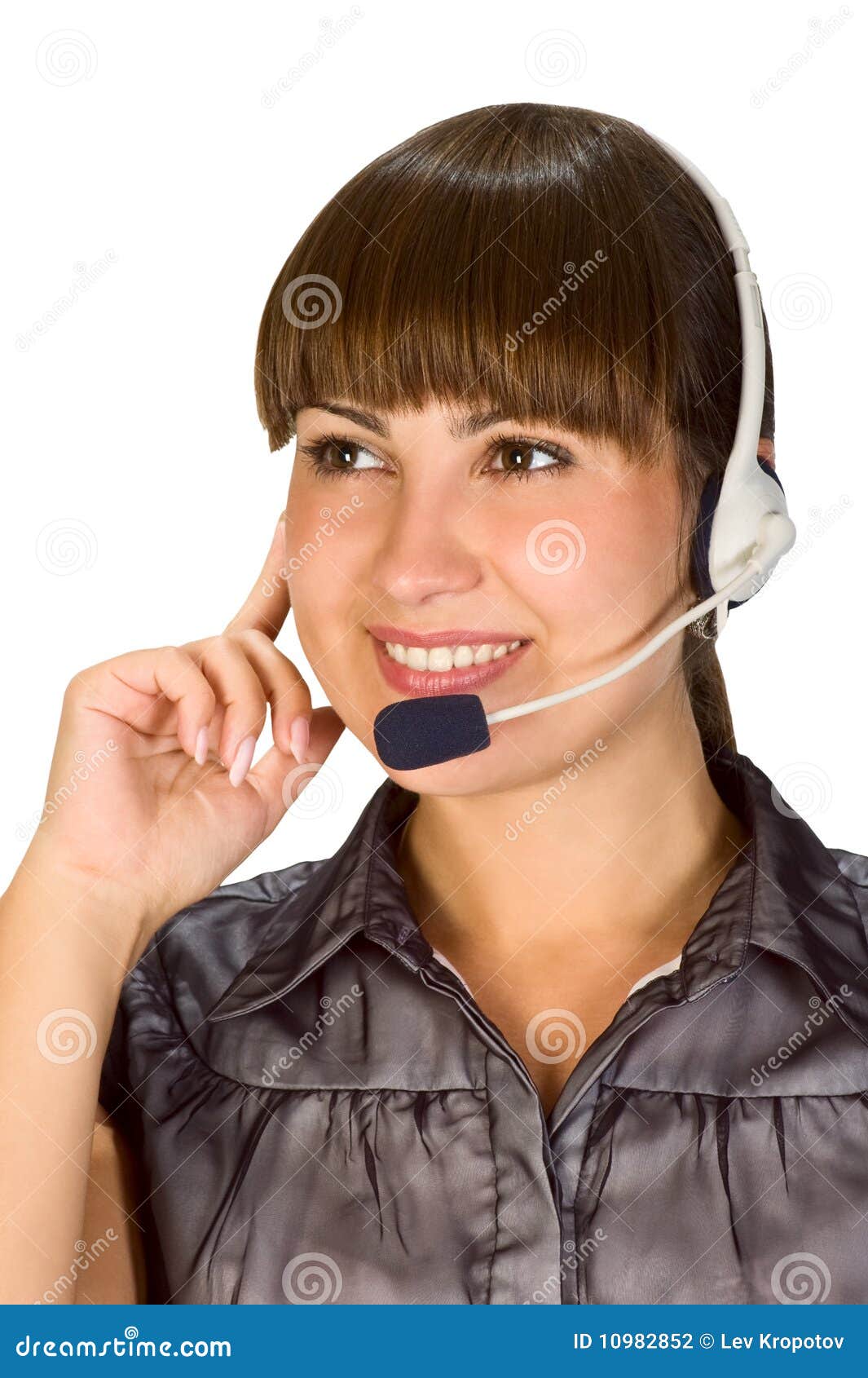 Friendly helpdesk girl stock photo. Image of online, operator - 10982852