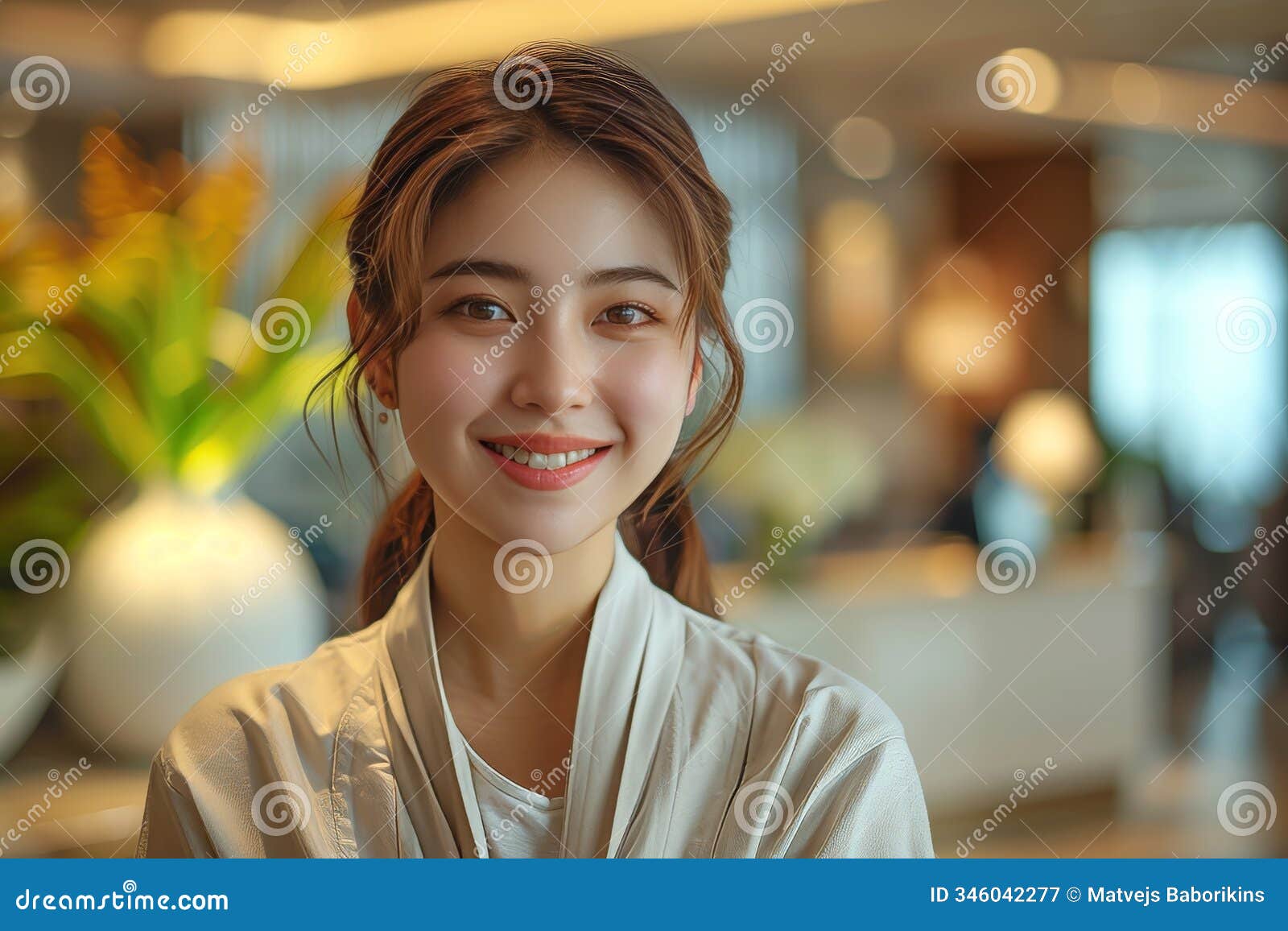 Friendly Hotel Receptionists in Uniforms Welcoming Guests at the Hotel ...