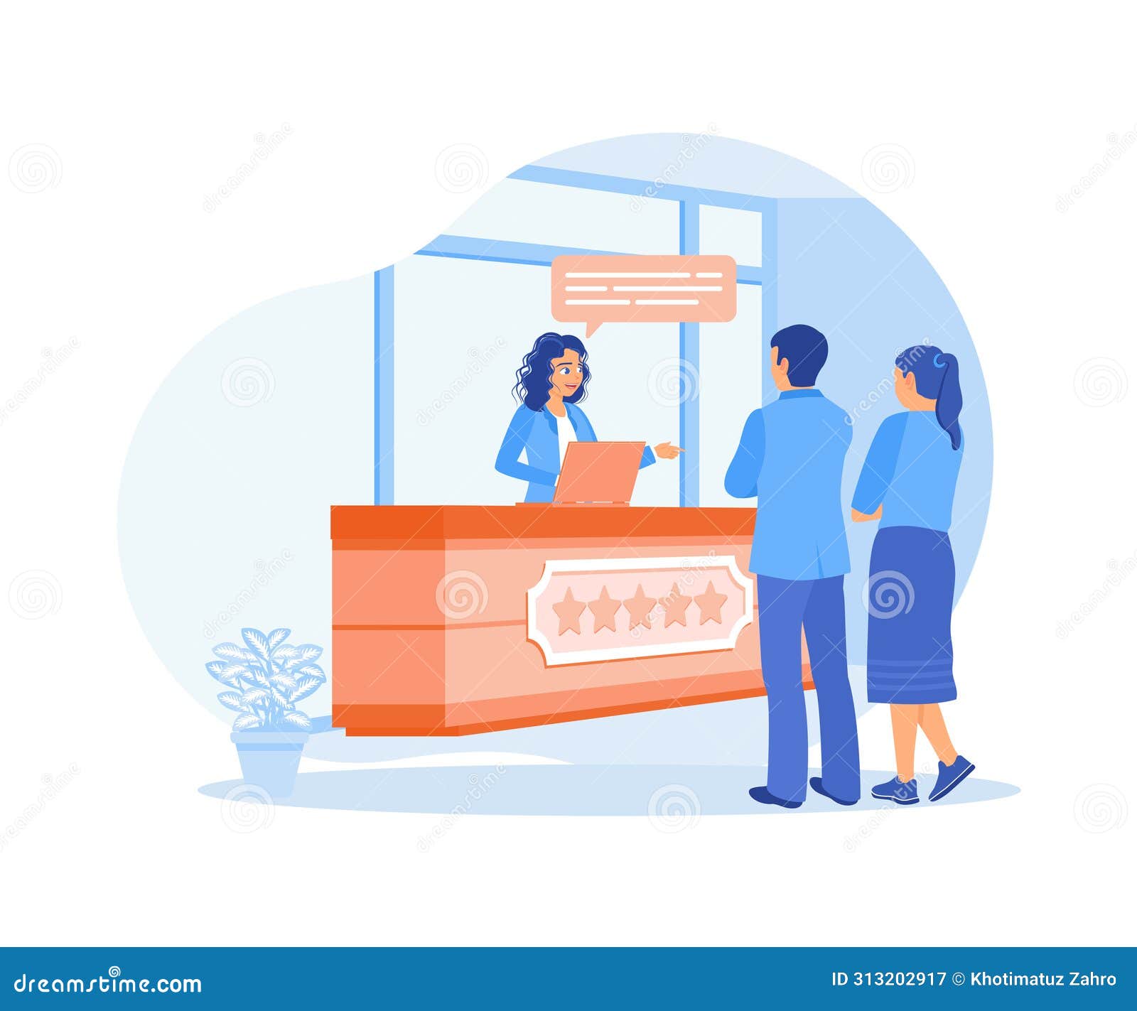 Friendly Hotel Service. the Receptionist Serves Tourists in a Friendly ...