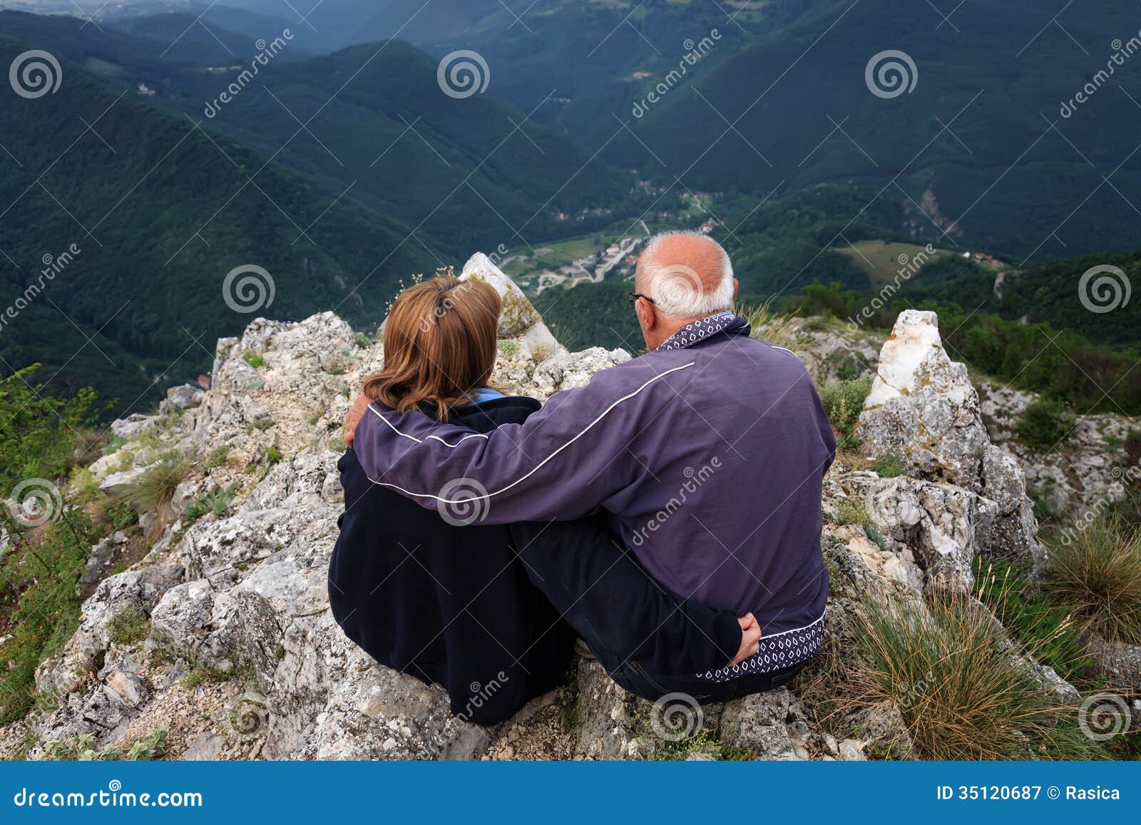 A Friendly Hug at the Top of the Mountain Stock Image - Image of love ...