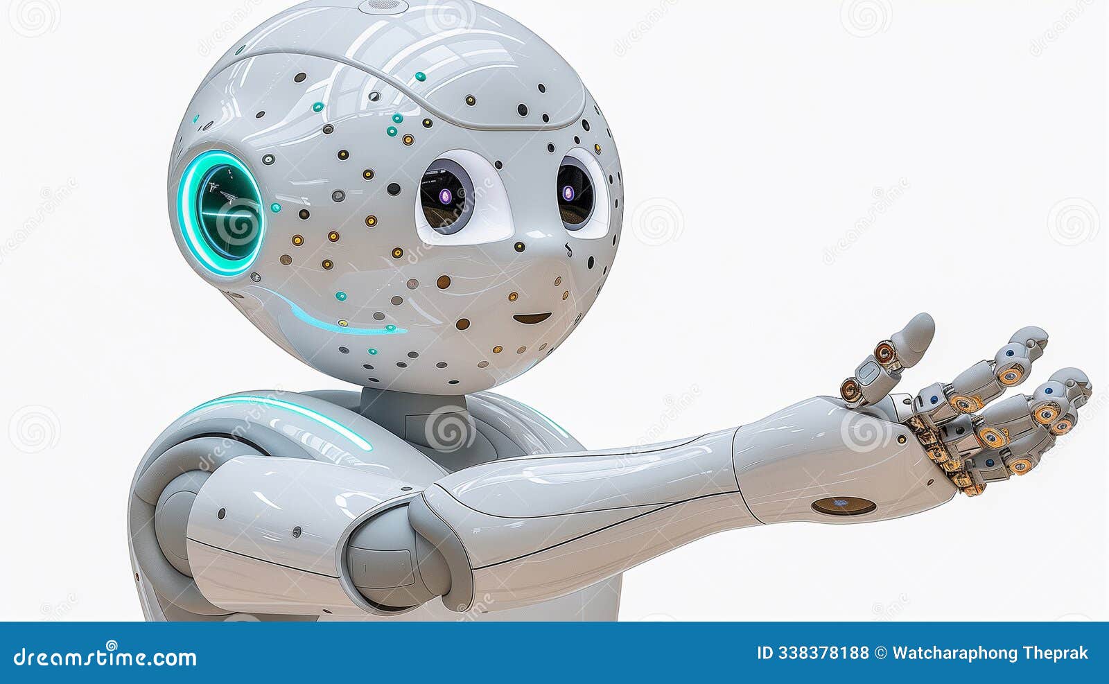Friendly Humanoid Robot with Expressive Face and Outstretched Hand ...