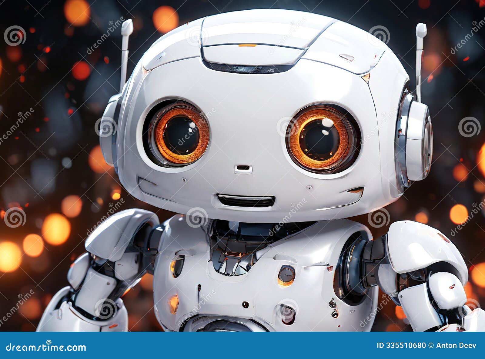 Friendly Humanoid Robot with Large Expressive Eyes in a Modern Tech ...