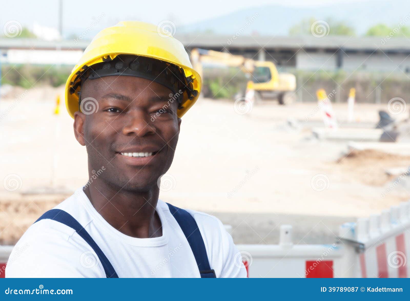 Friendly Laughing African Worker At Construction Zone Stock Image ...
