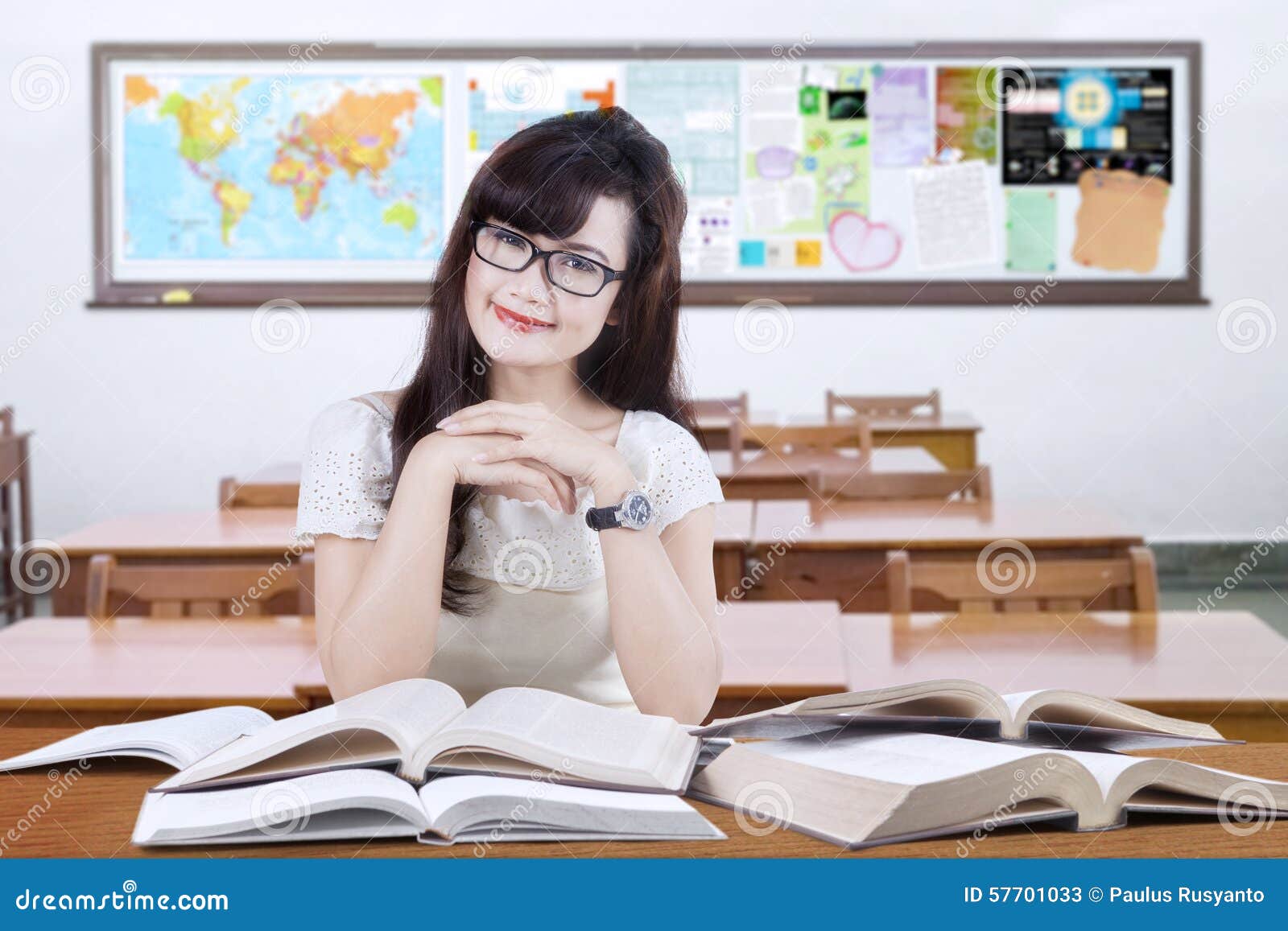Friendly Learner Smiling at the Camera in Class Stock Image - Image of ...