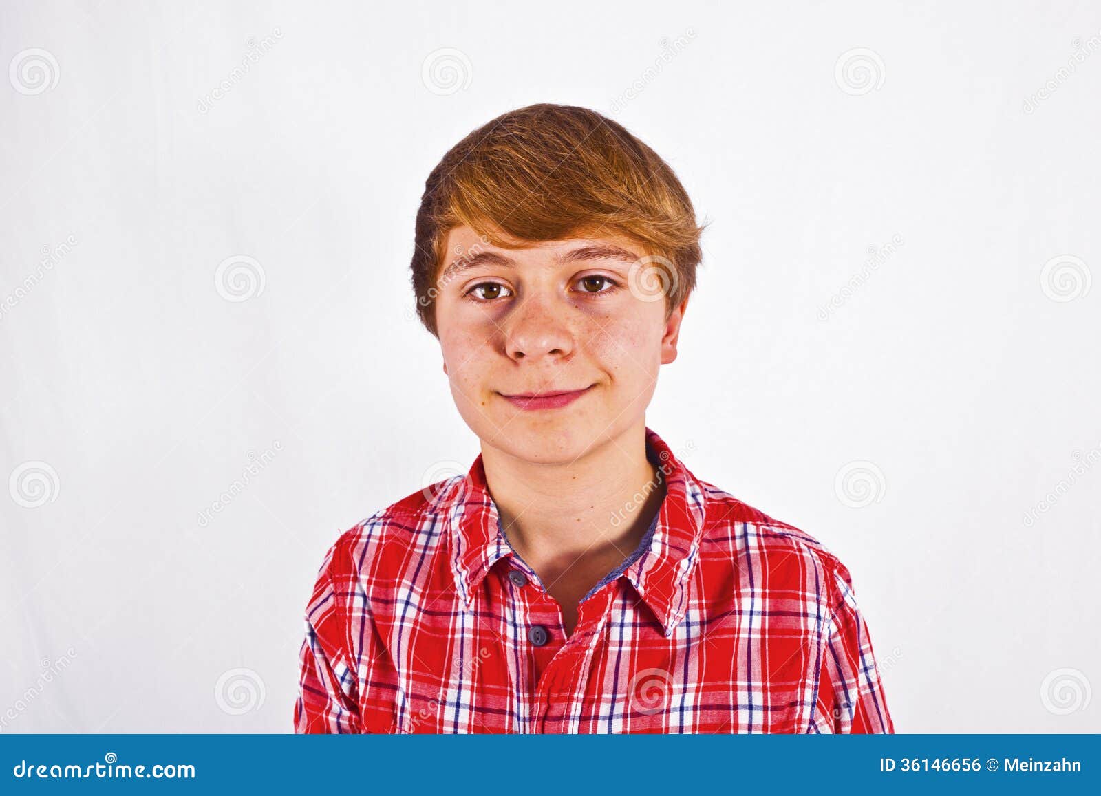 Friendly Looking Young Boy with Red Stock Photo - Image of child ...