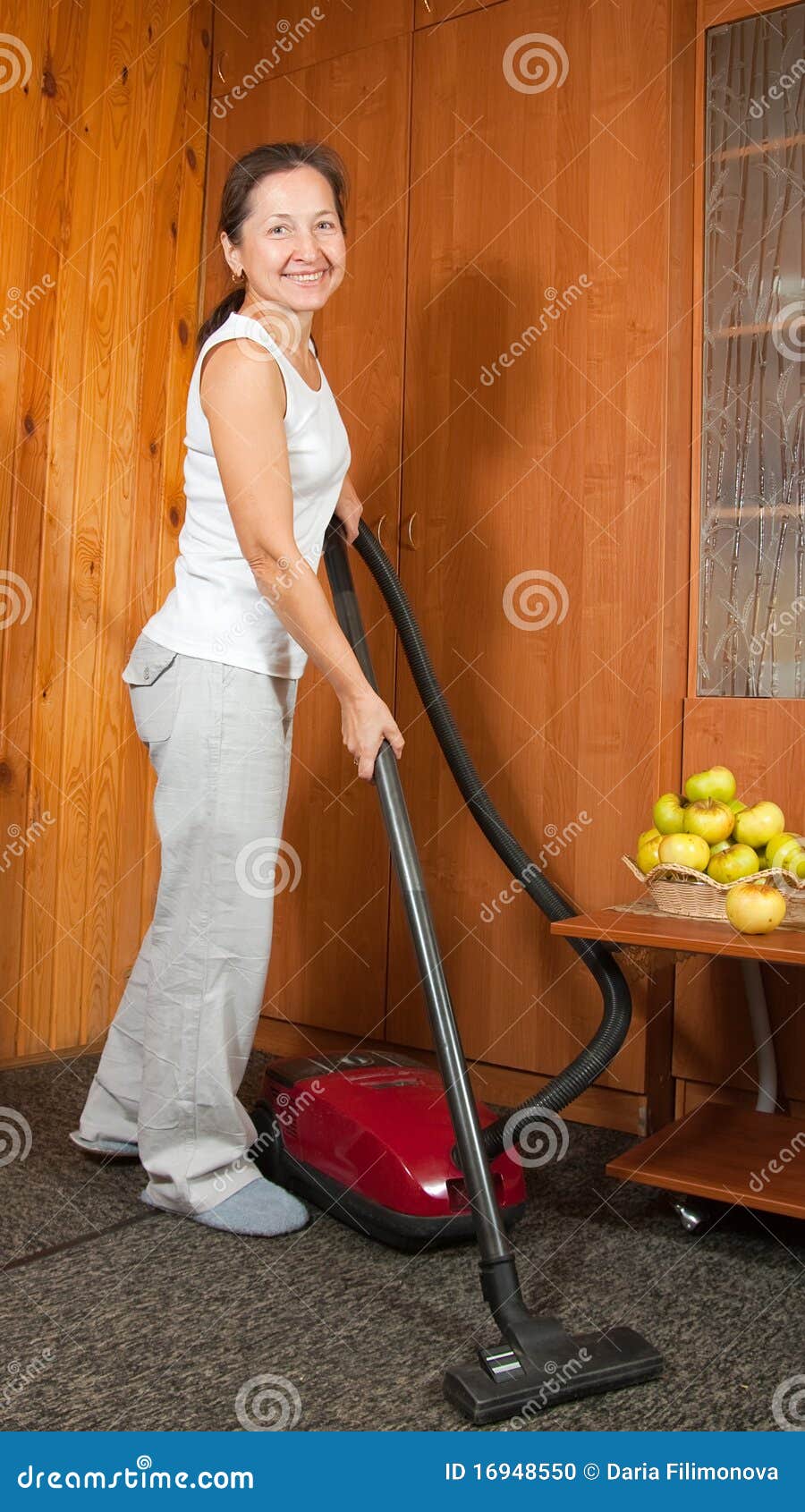 Friendly Maid Vacuuming stock photo. Image of cleaners - 16948550