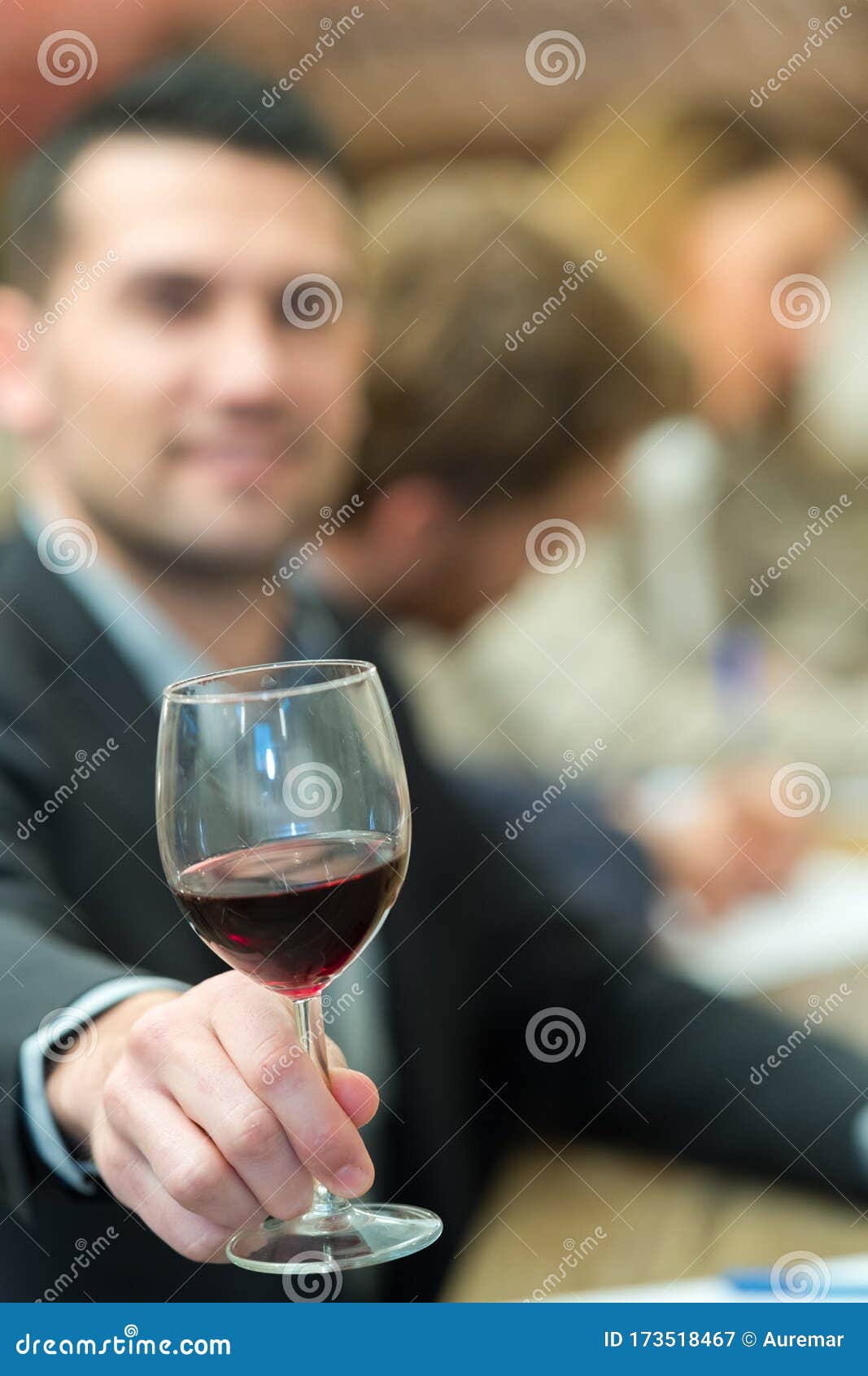 Friendly Man Holding Wine Glass Stock Image - Image of front, happiness ...