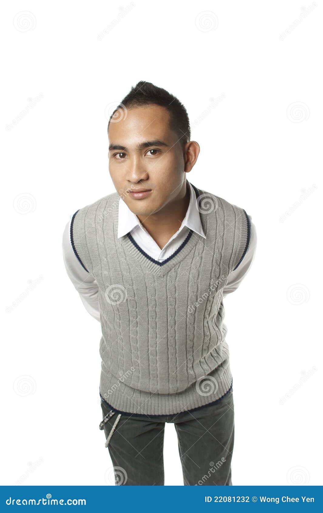 Friendly Young Man Leaning Forward Stock Photo - Image of standing ...