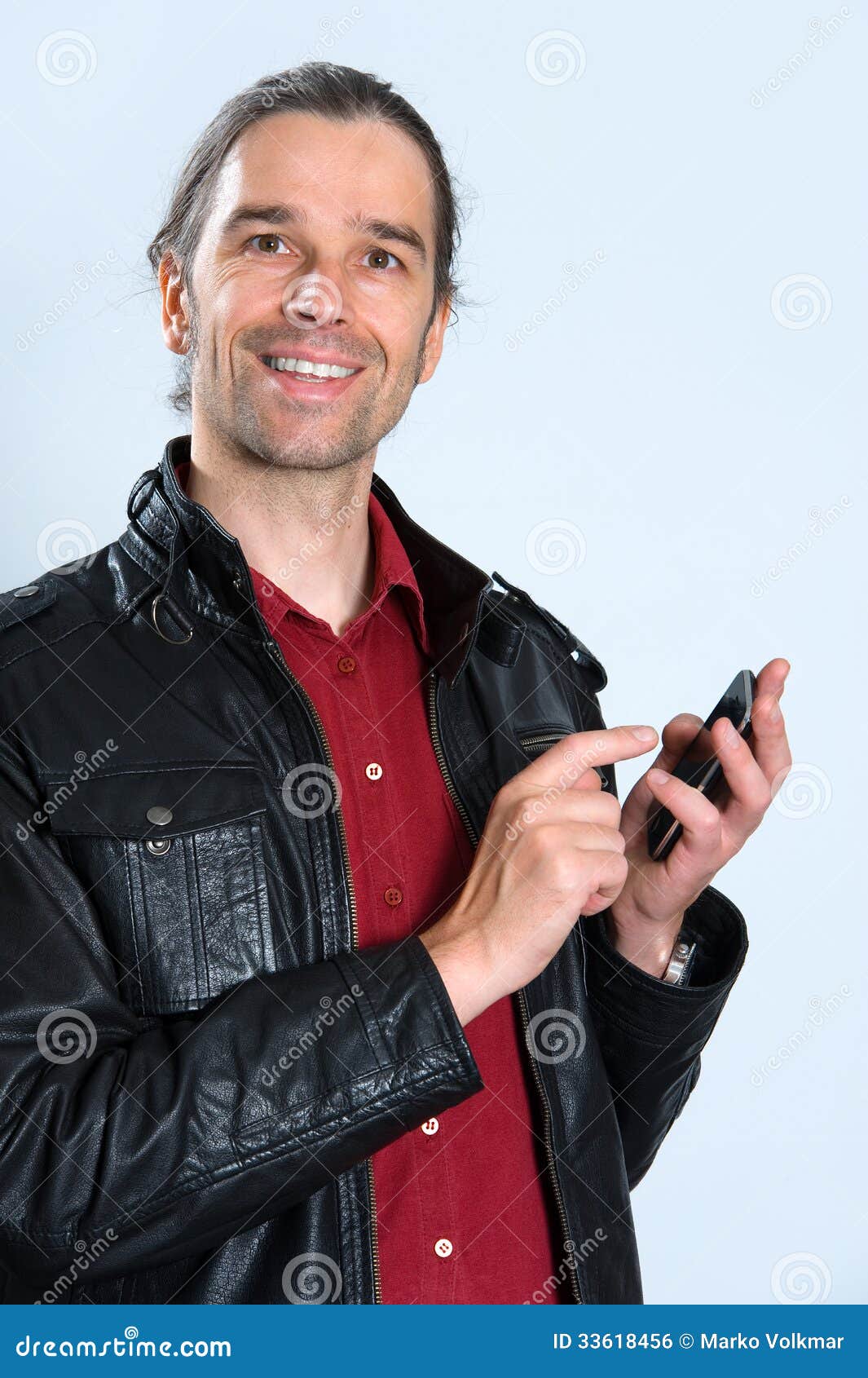 Friendly Man with Smartphone Stock Photo - Image of labor, computer ...