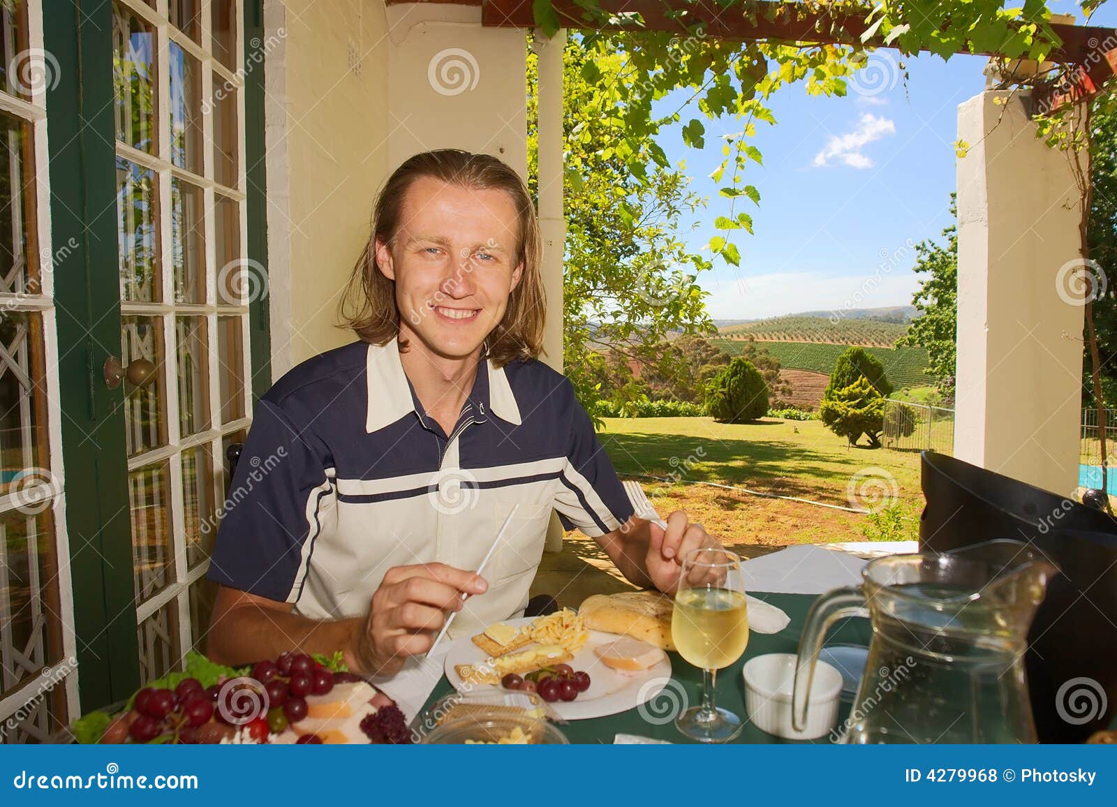 Friendly man smiles dining stock photo. Image of face - 4279968