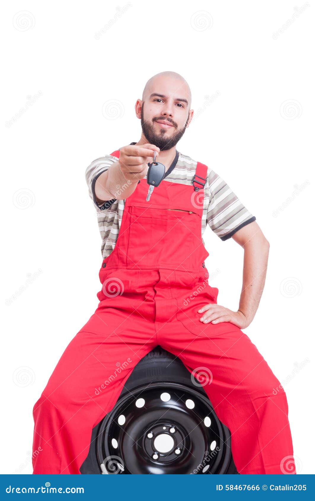 Friendly Mechanic Offering or Giving Car Key Stock Photo - Image of ...