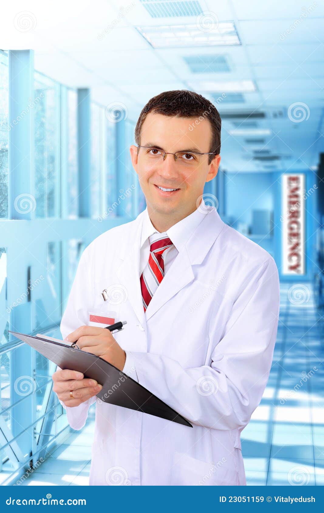 Friendly Medical Doctor Stand in Hospital. Stock Image - Image of ...