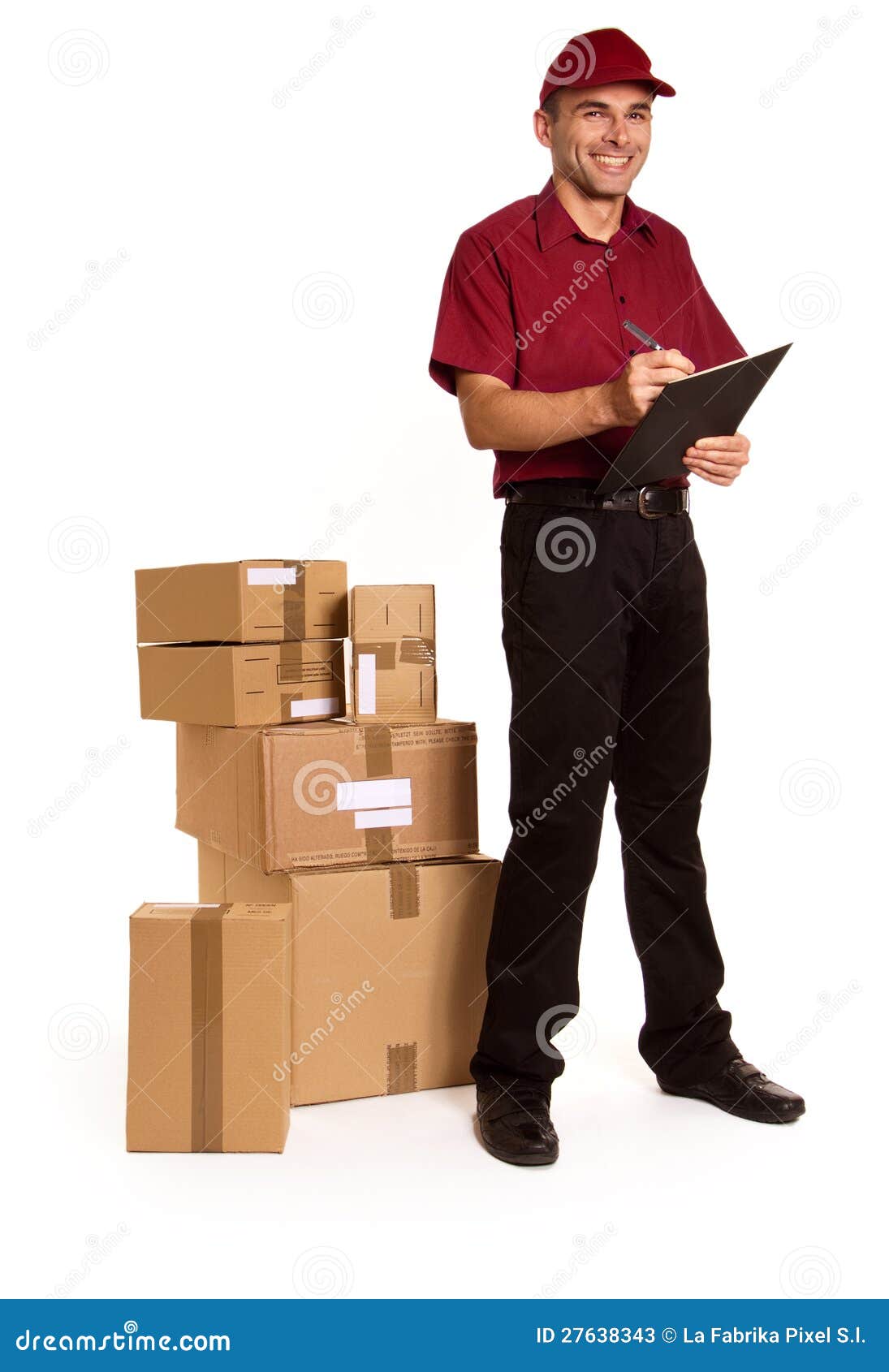 Friendly Messenger Checking Delivery Stock Image - Image of ball ...