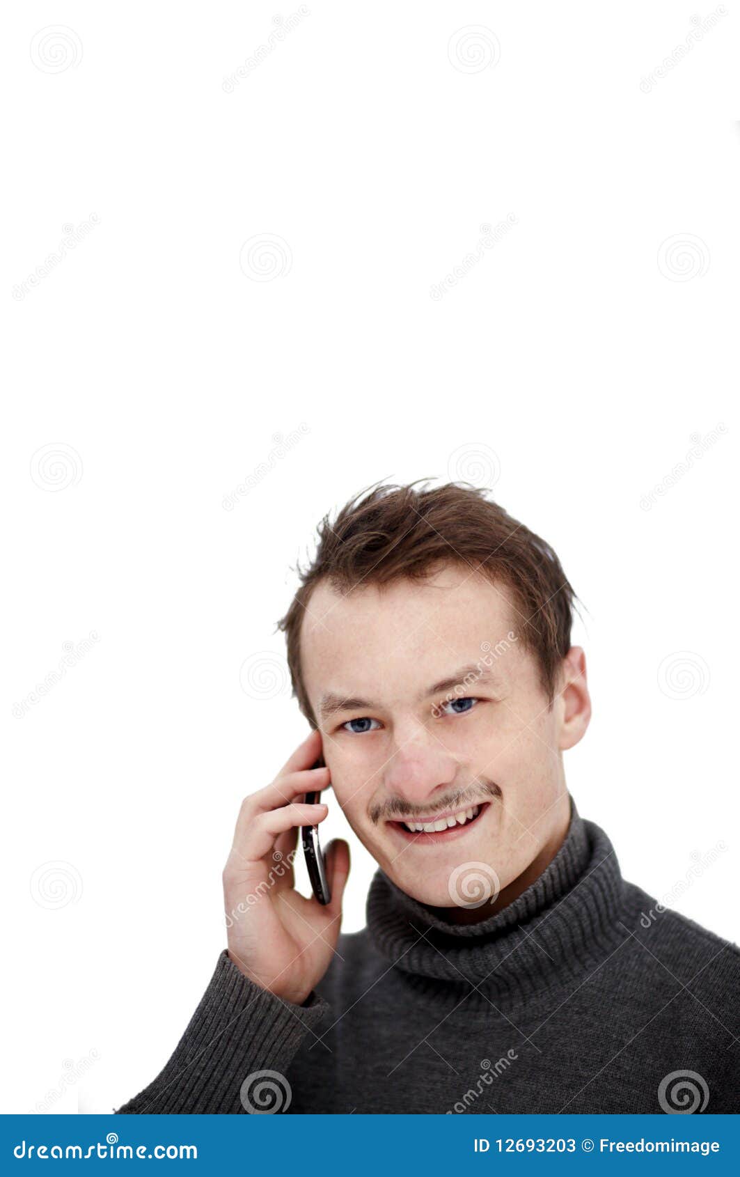 Friendly Modern Young Guy Talking On Mobile Phone Stock Photos - Image ...