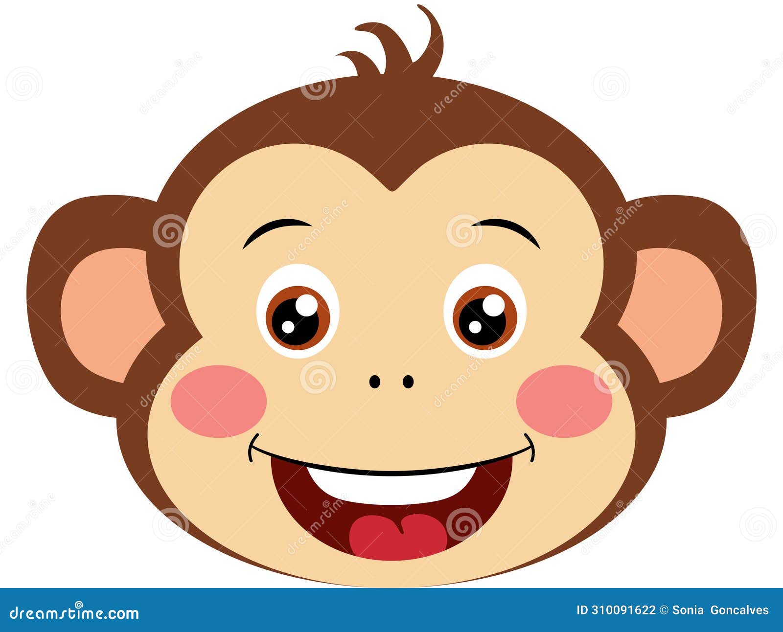 Friendly Monkey Face Isolated on White Stock Vector - Illustration of ...