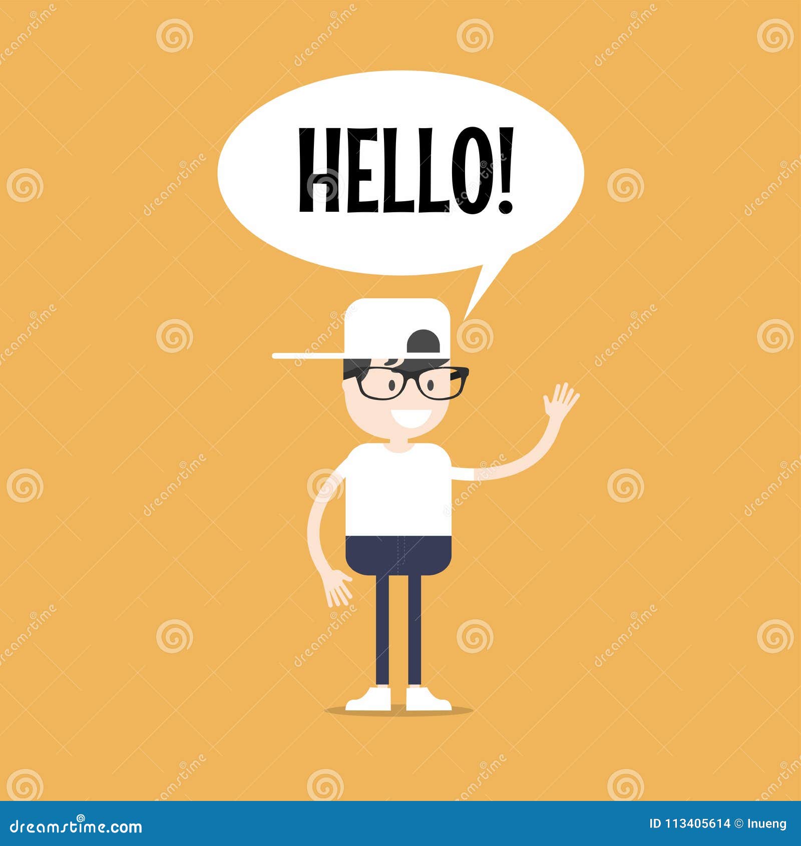 Friendly Nerd Saying `Hello` and Waving Hand. Stock Vector ...