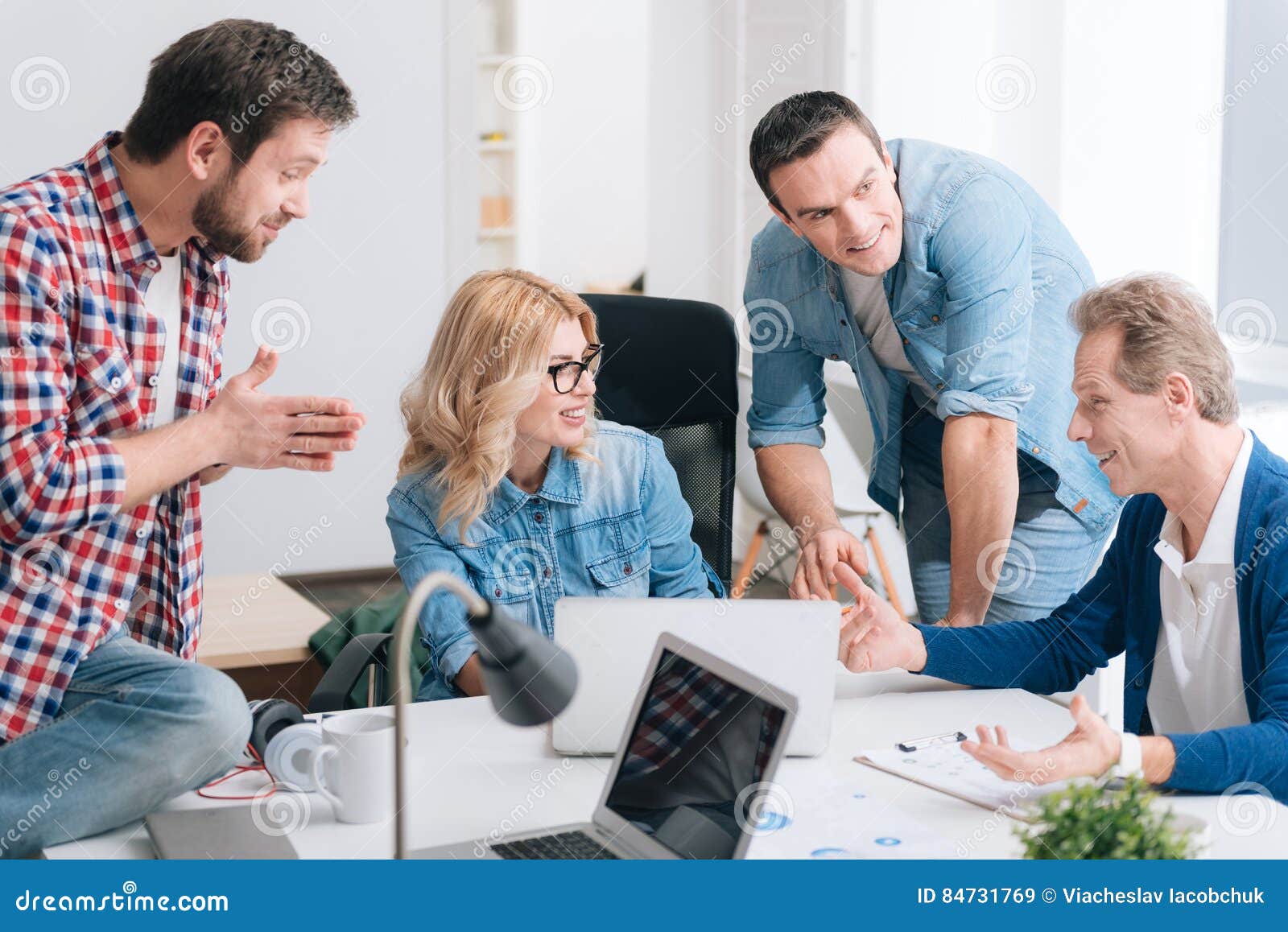 Friendly Nice People Working in Team Stock Image - Image of ...