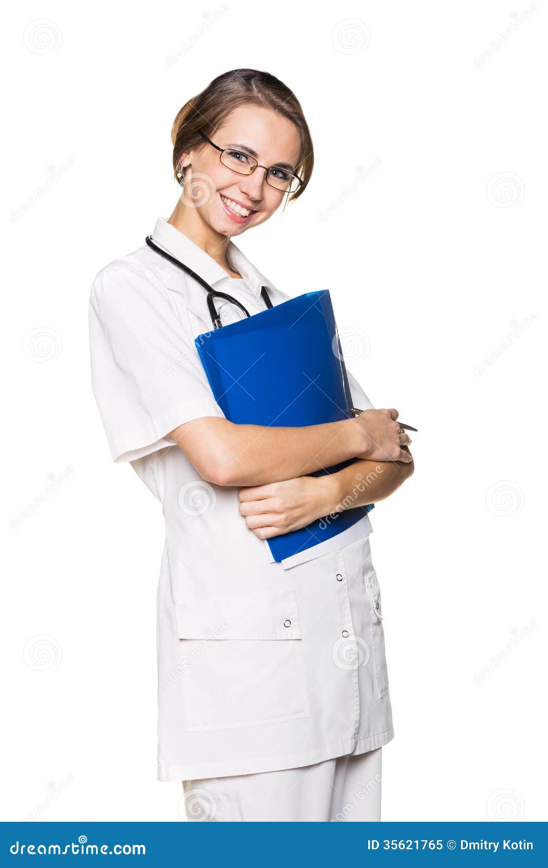 Friendly nurse stock image. Image of chart, holding, equipment - 35621765