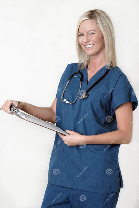 Friendly Nurse Holding Patient Chart Stock Photo - Image of friendly ...